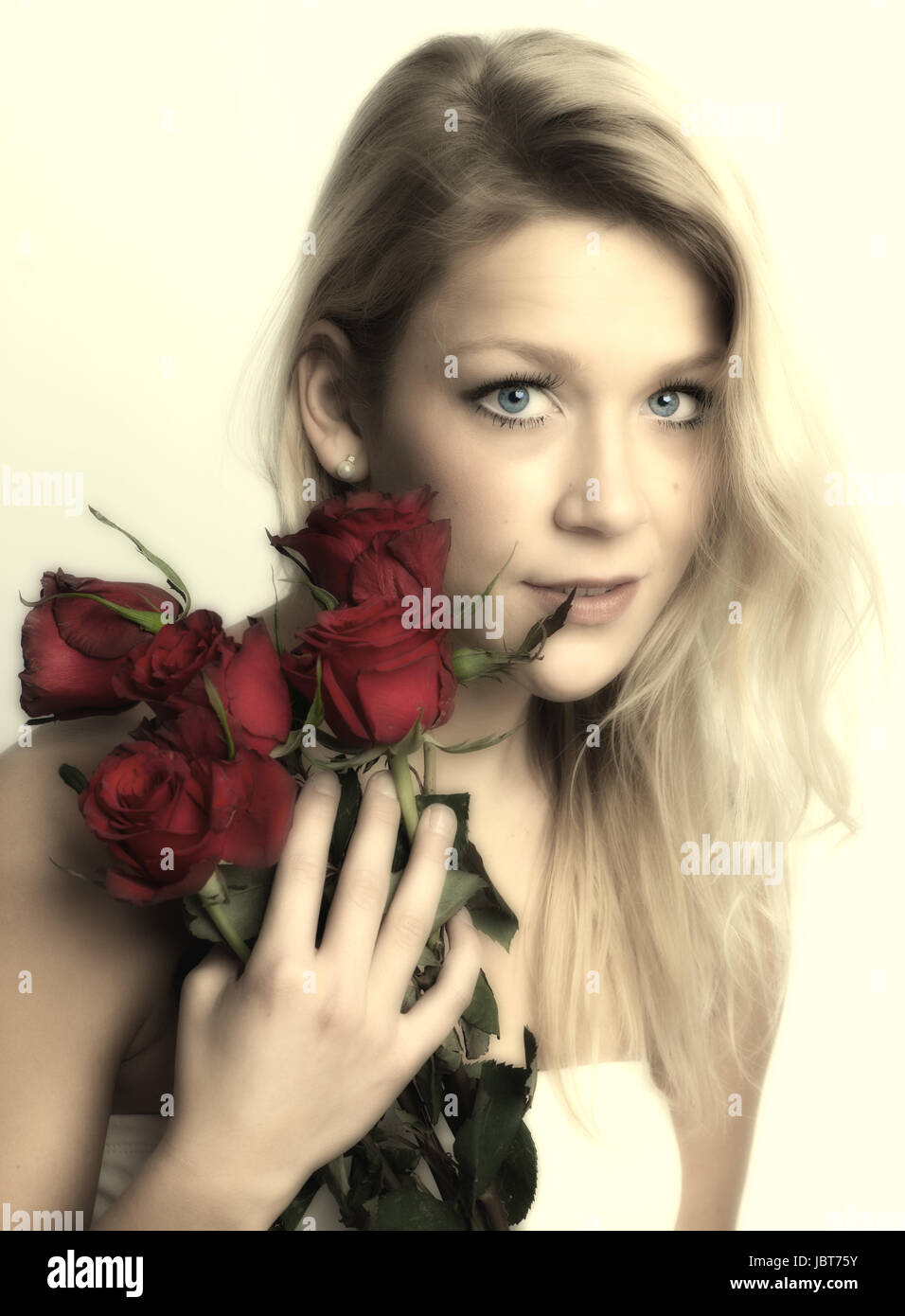 dream woman with roses Stock Photo - Alamy