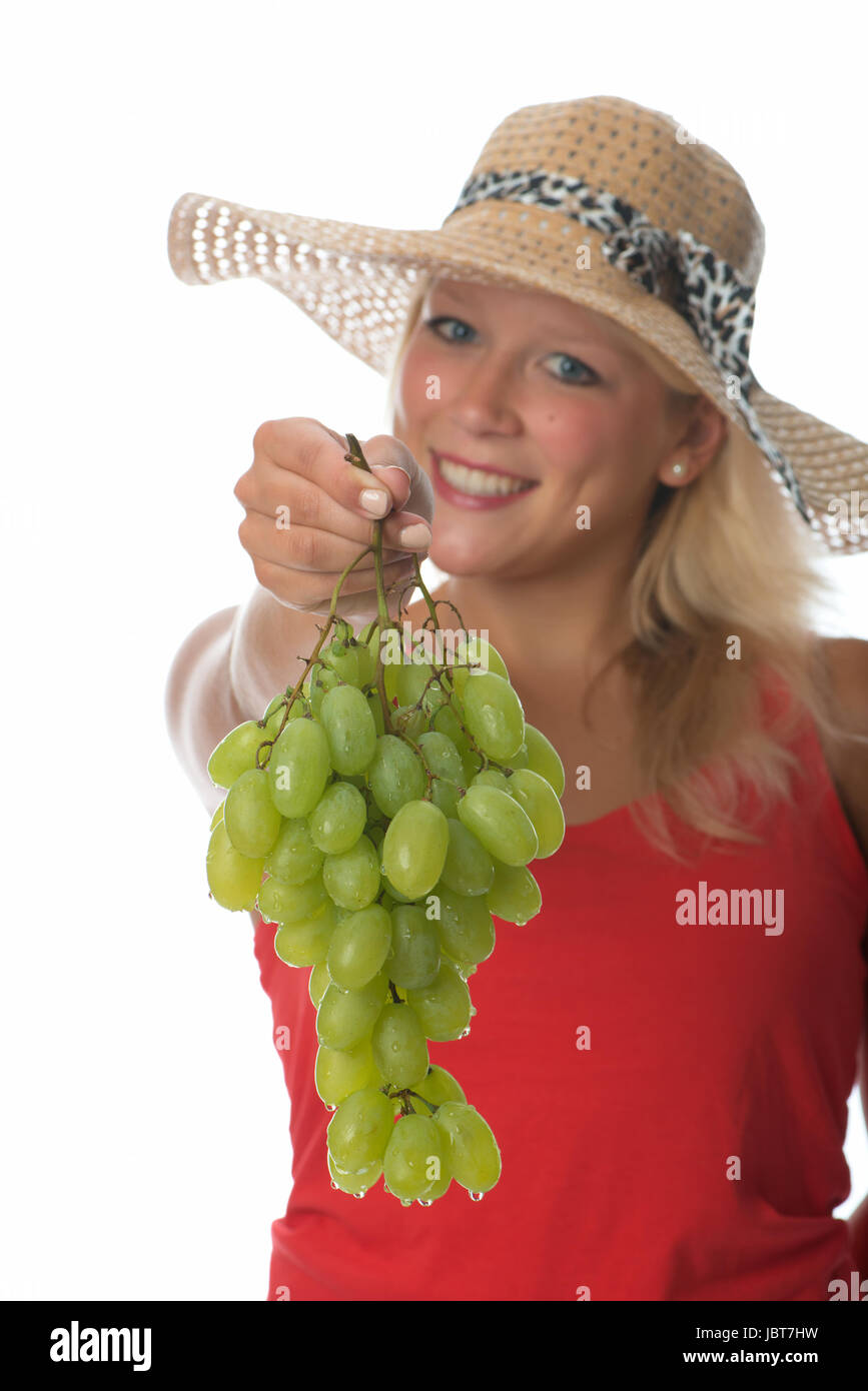 blonde woman with grapes Stock Photo - Alamy
