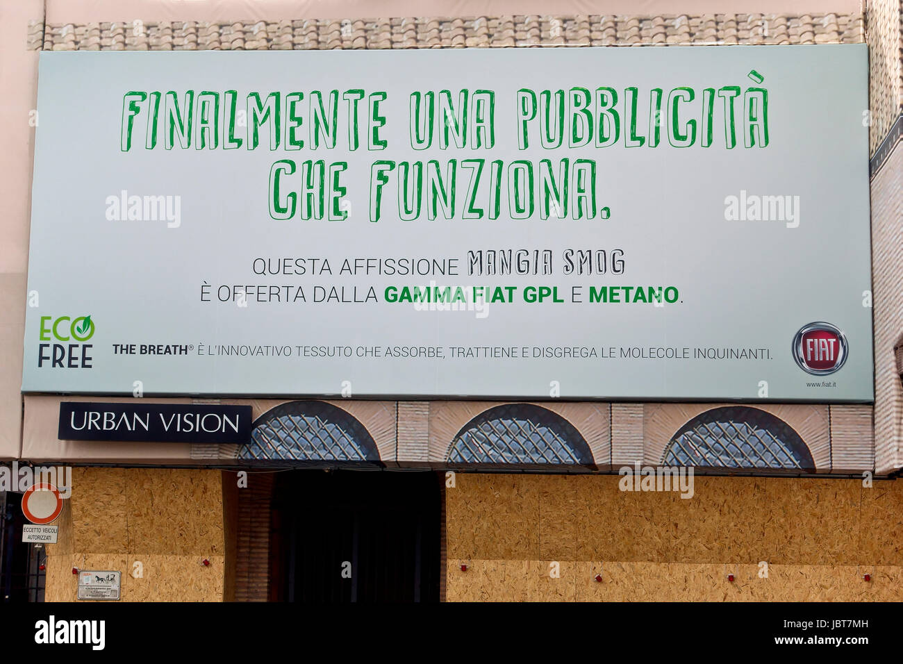 Environment. Smog eater advertising billboard. The innovative fabric of ...