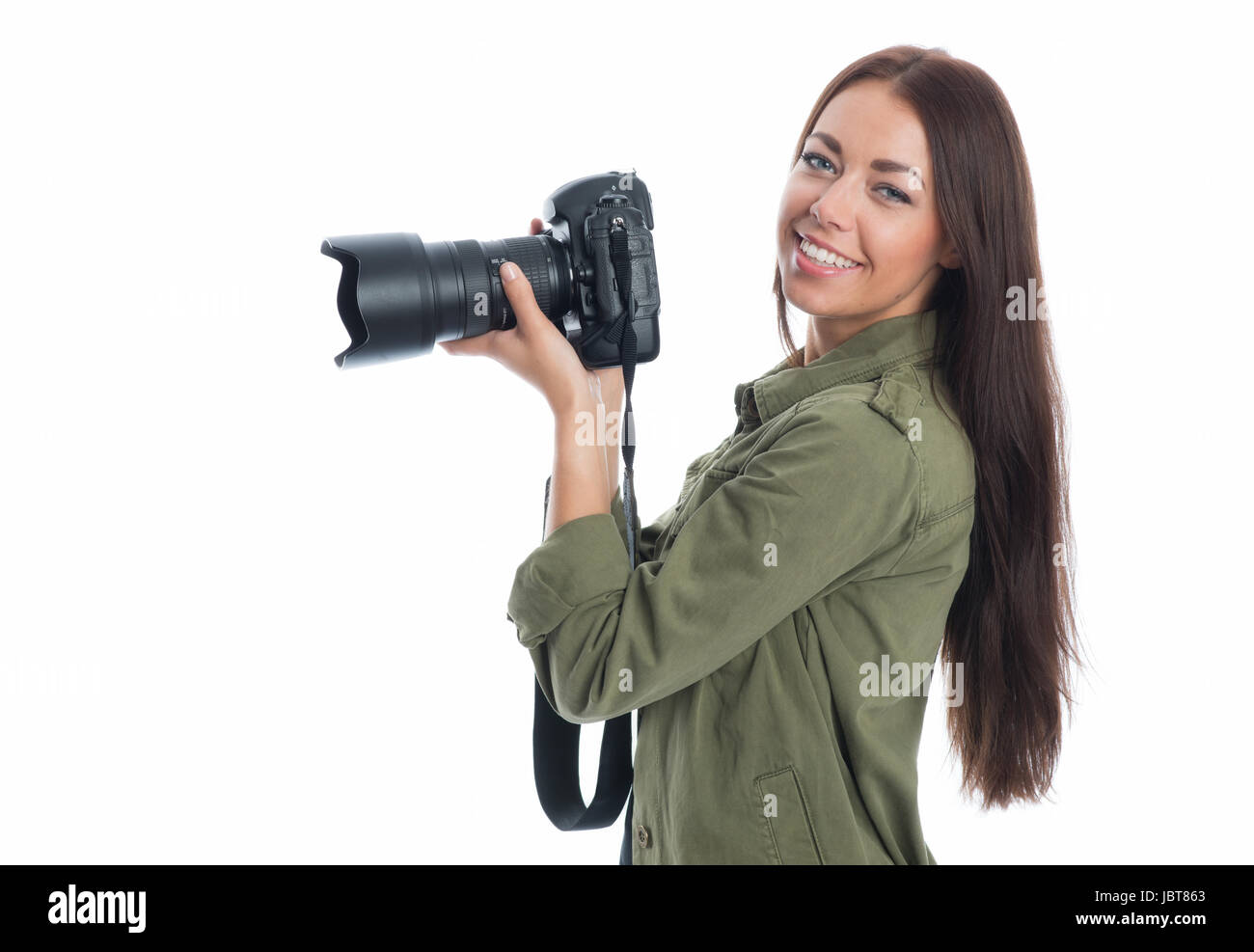 young woman with camera Stock Photo - Alamy