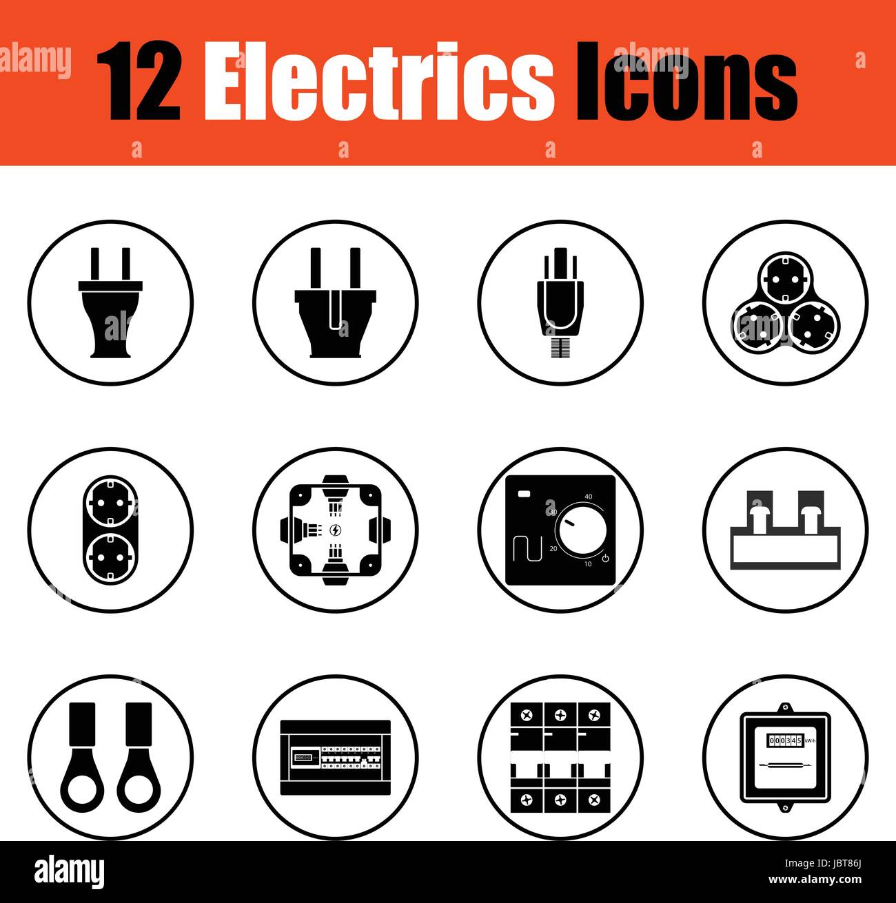 Electrics icon set. Thin circle design. Vector illustration Stock ...