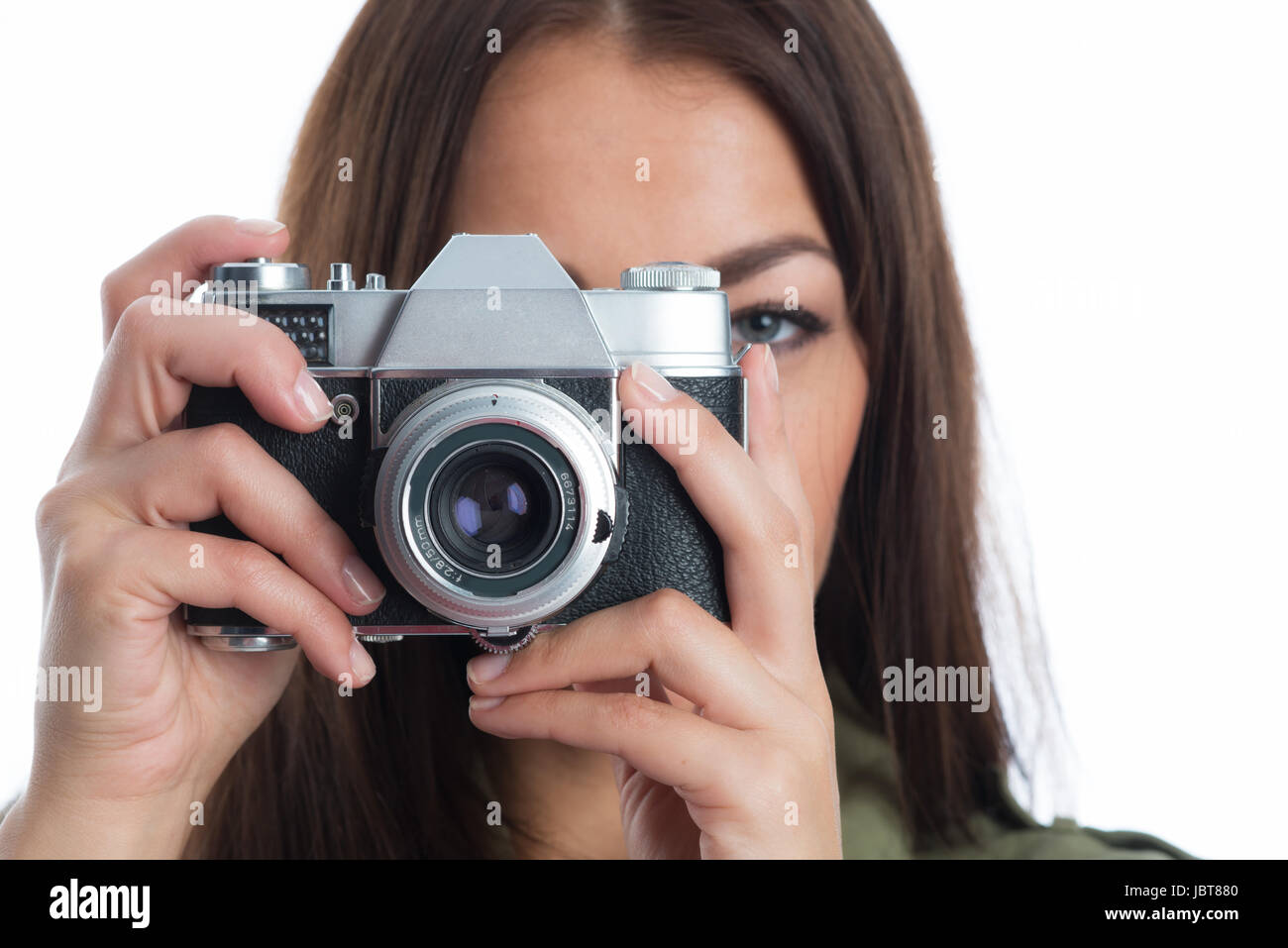 young woman with camera Stock Photo - Alamy