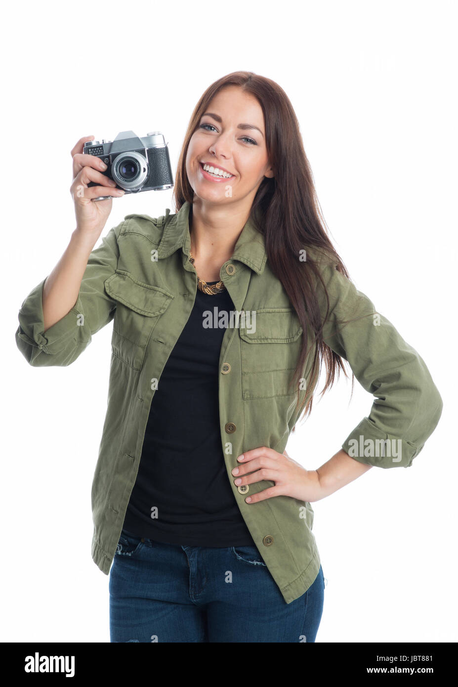 young woman with camera Stock Photo - Alamy