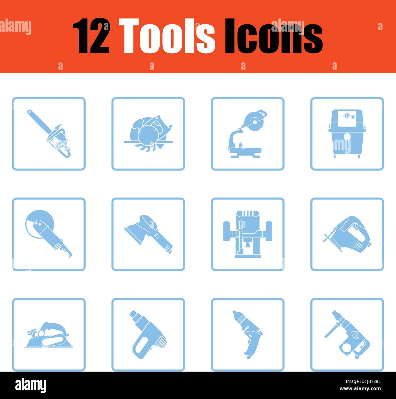 Set of tools icons. Blue frame design. Vector illustration Stock Vector ...