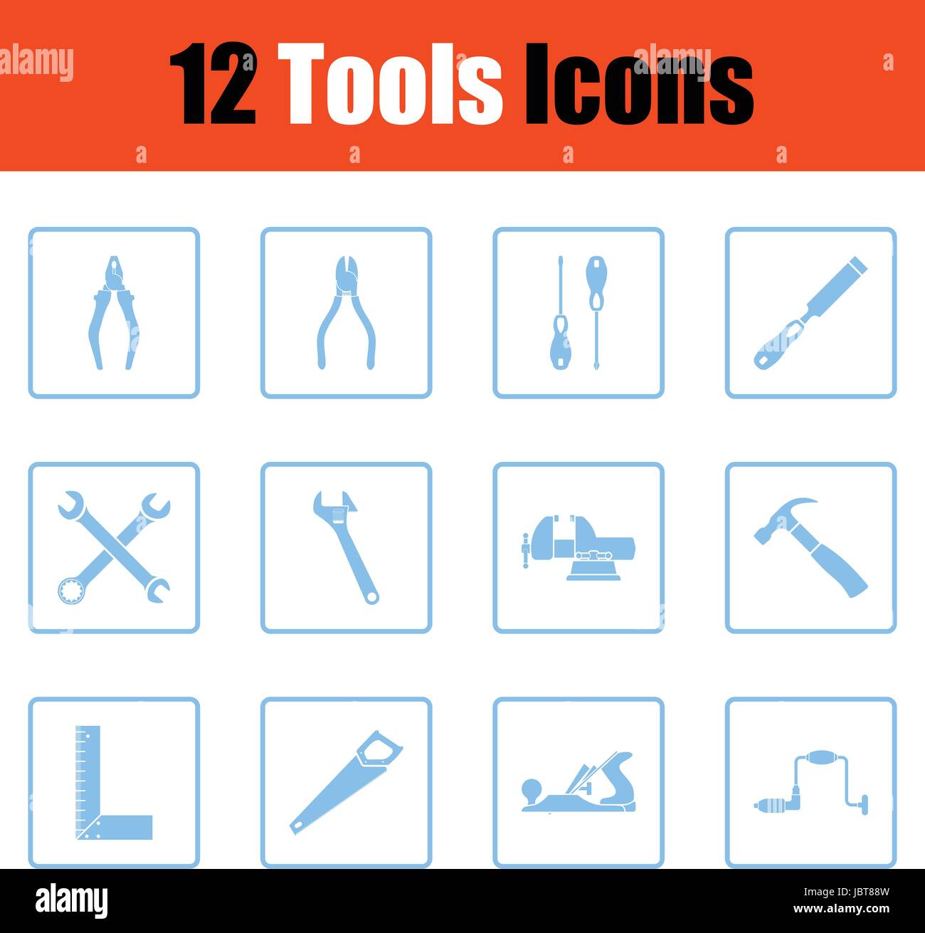 Set of tools icons. Blue frame design. Vector illustration Stock Vector ...