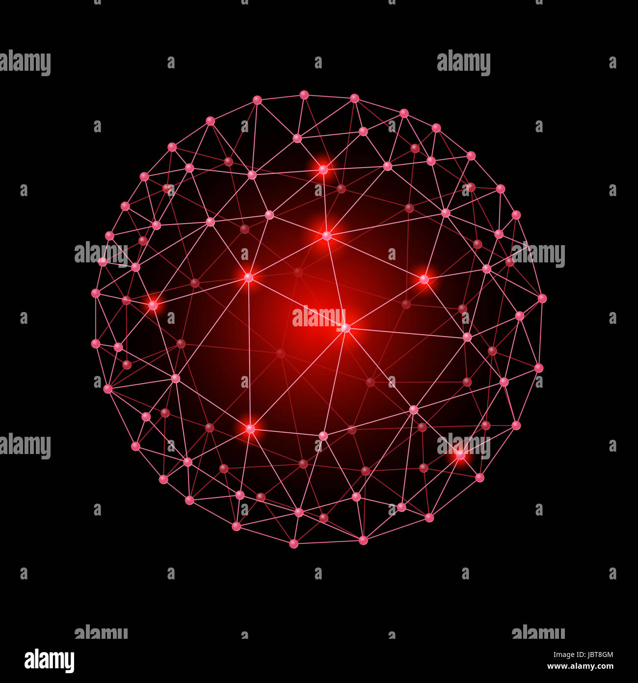 Red internet web envelopes sphere on a black background Stock Photo - Alamy