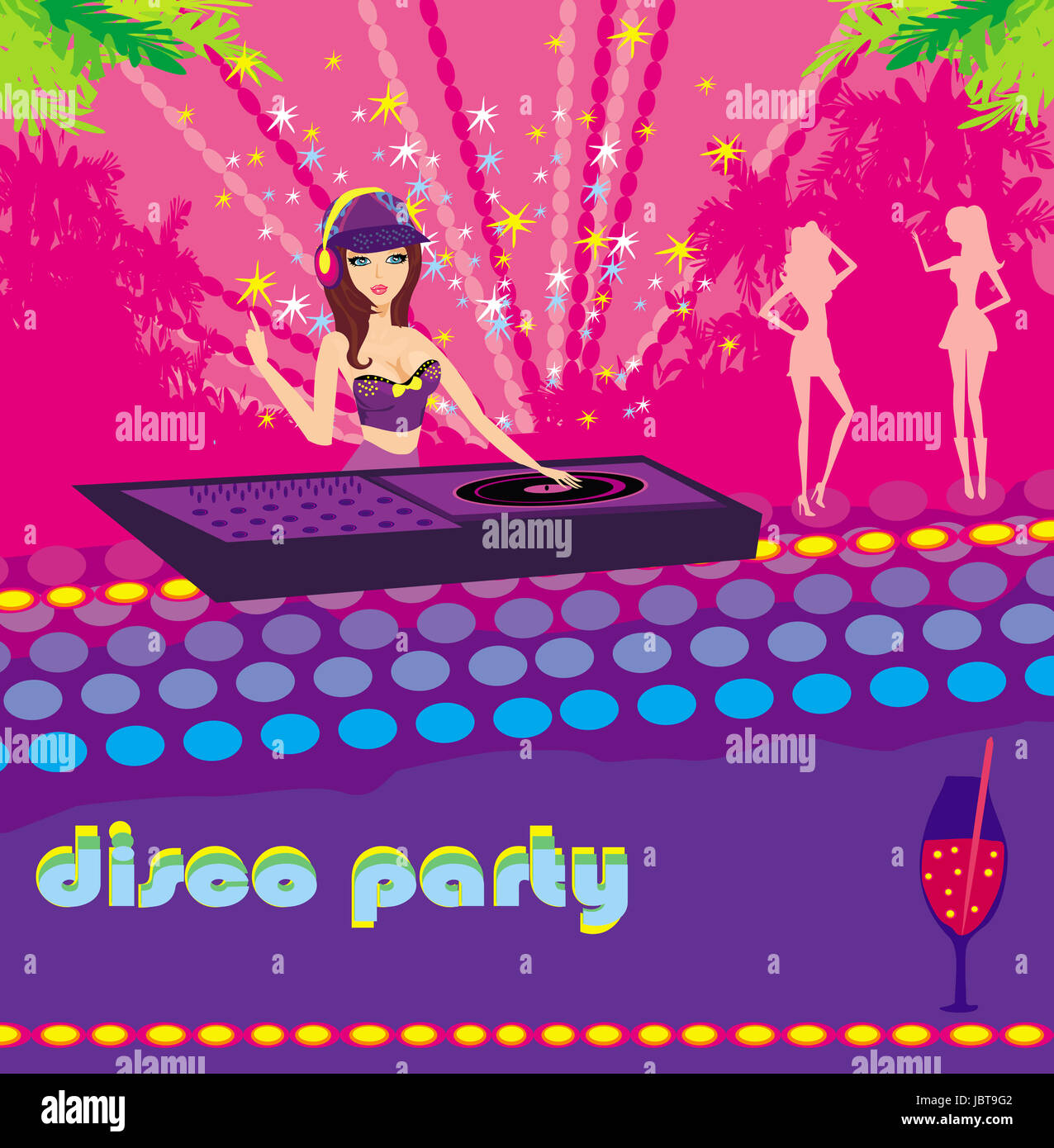 beautiful DJ girl and girls dancing at a party Stock Photo - Alamy