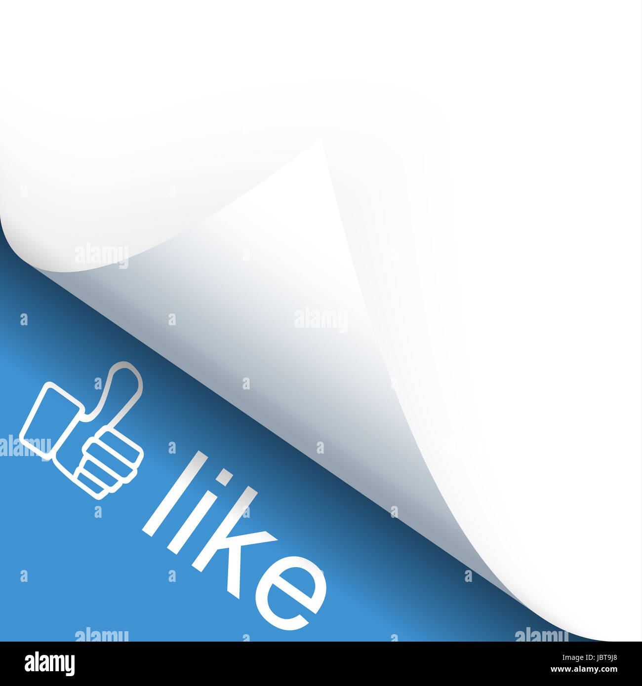 Paper lower left corner with thumbs up like! Stock Photo - Alamy