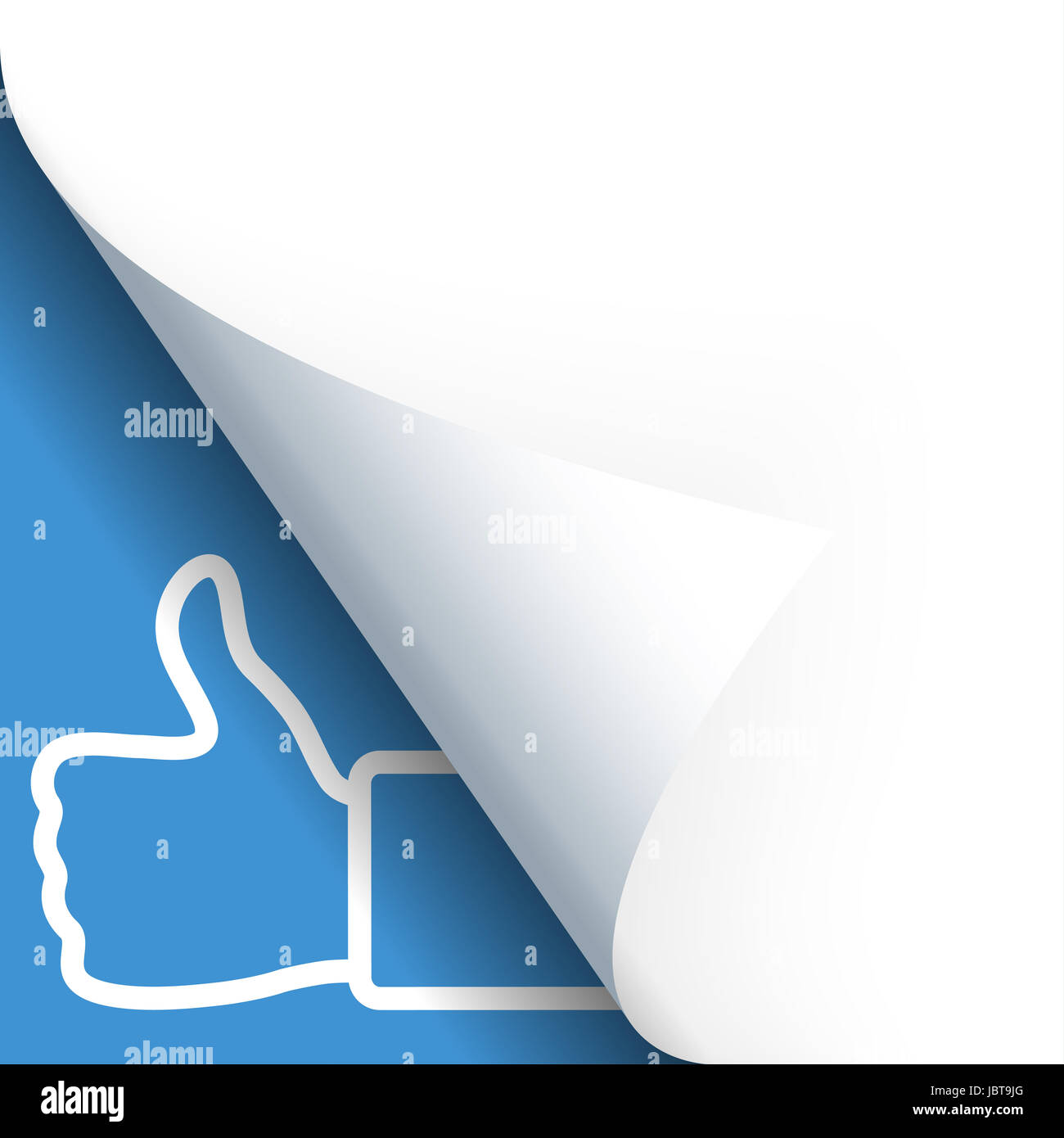 Paper lower left corner with thumbs up like! Stock Photo - Alamy