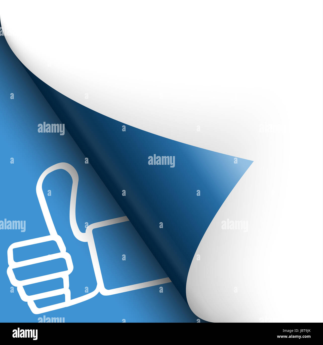 Paper lower left corner with thumbs up like! Stock Photo - Alamy