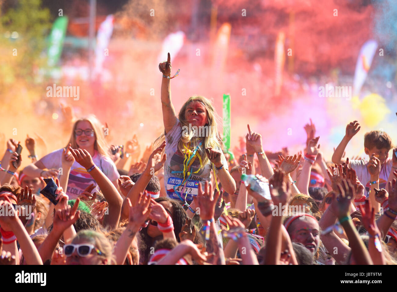 Color Run London, at Wembley Park. Finish Festival crowd Stock Photo ...