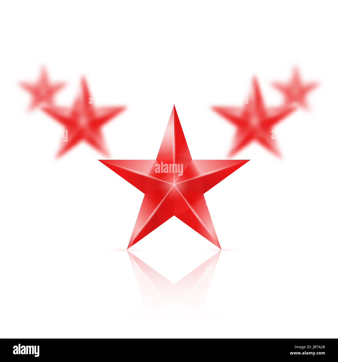 Five red stars on white background - the first one in focus, the others ...