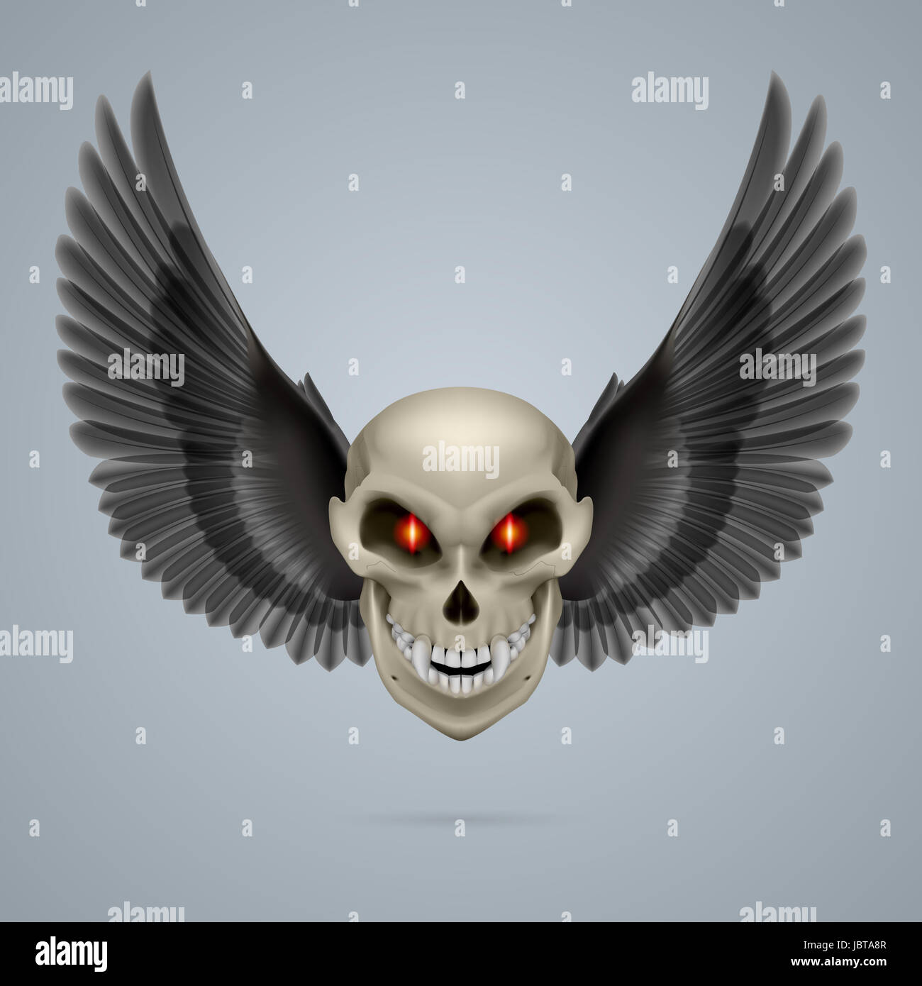 Evil looking mutant skull with black wings Stock Photo - Alamy