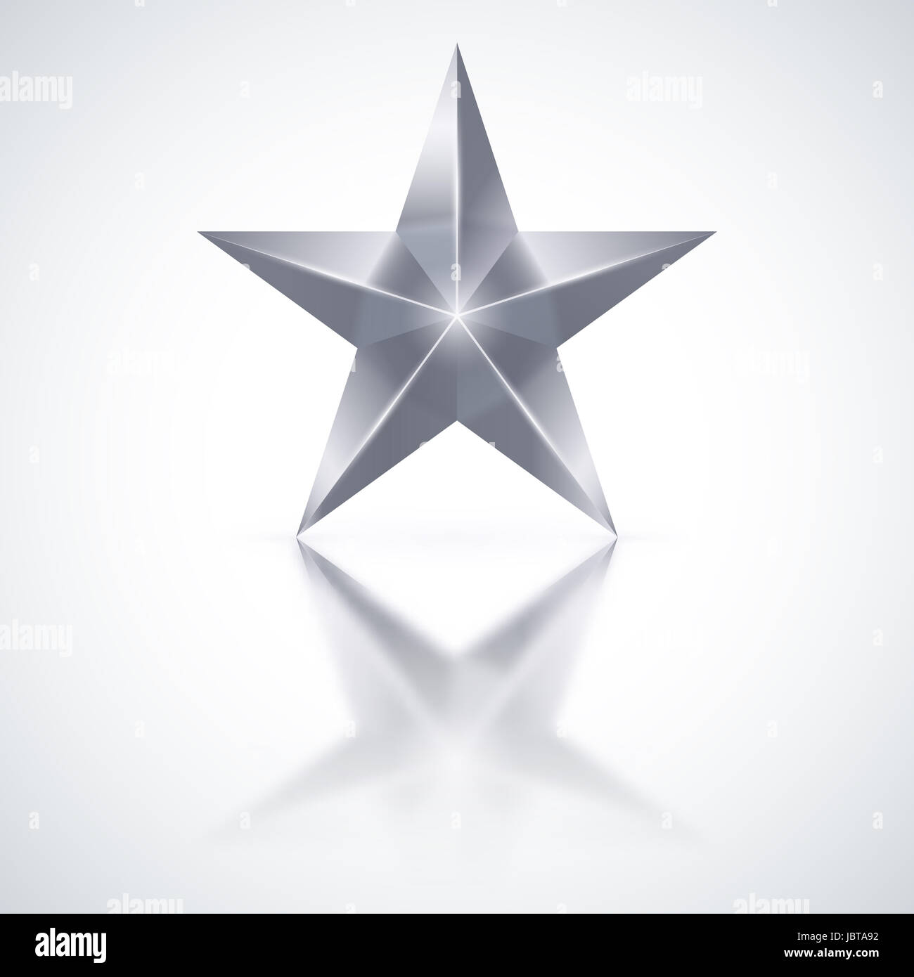 Silver star of five points on white background Stock Photo - Alamy