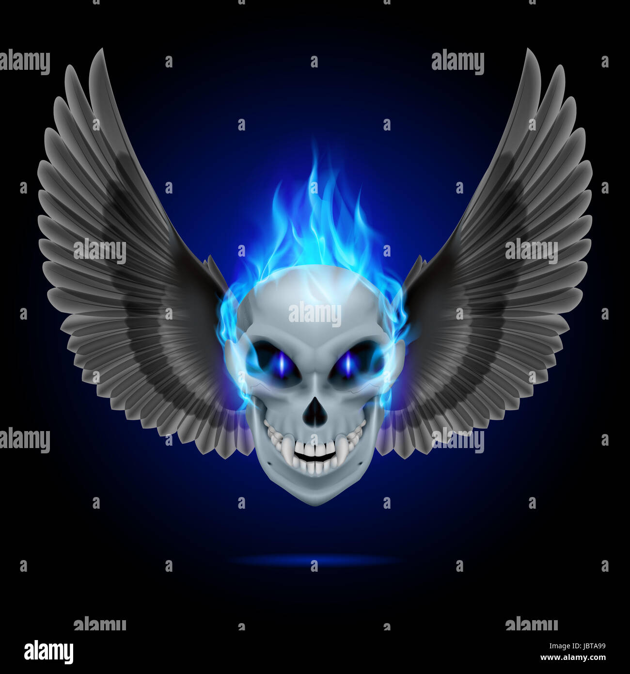 Skulls And Blue Flames