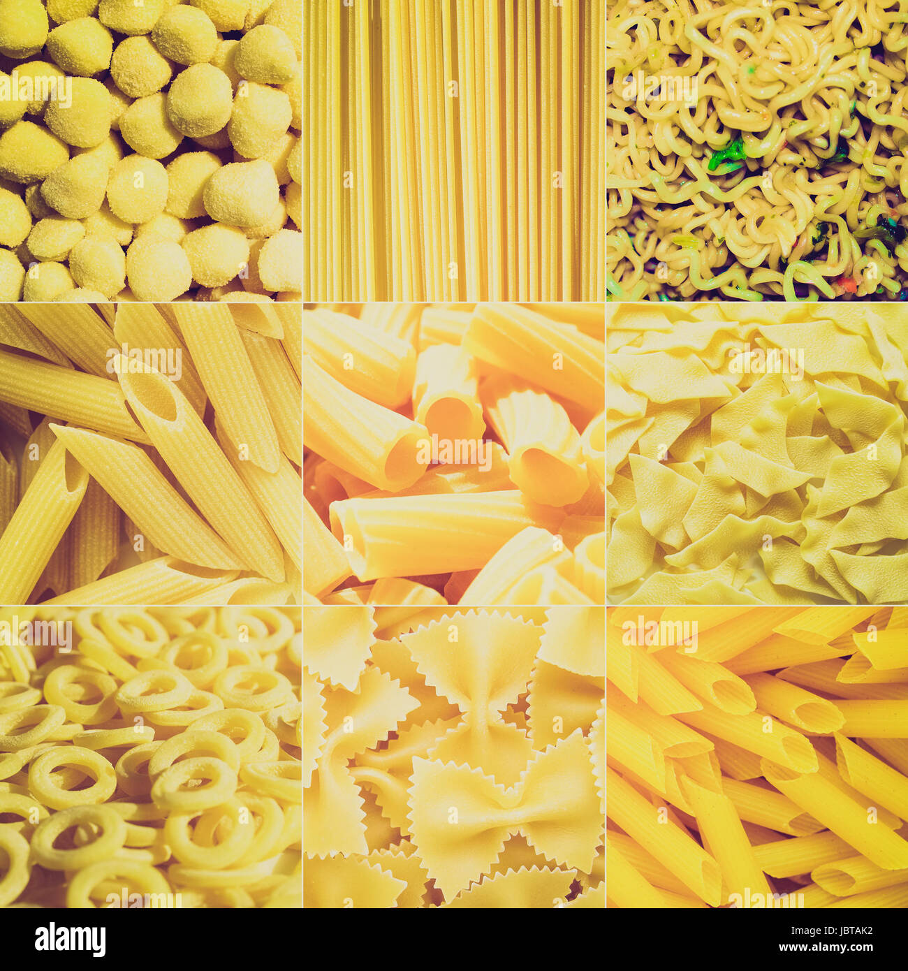 Vintage retro looking Pasta food collage useful as a background Stock ...