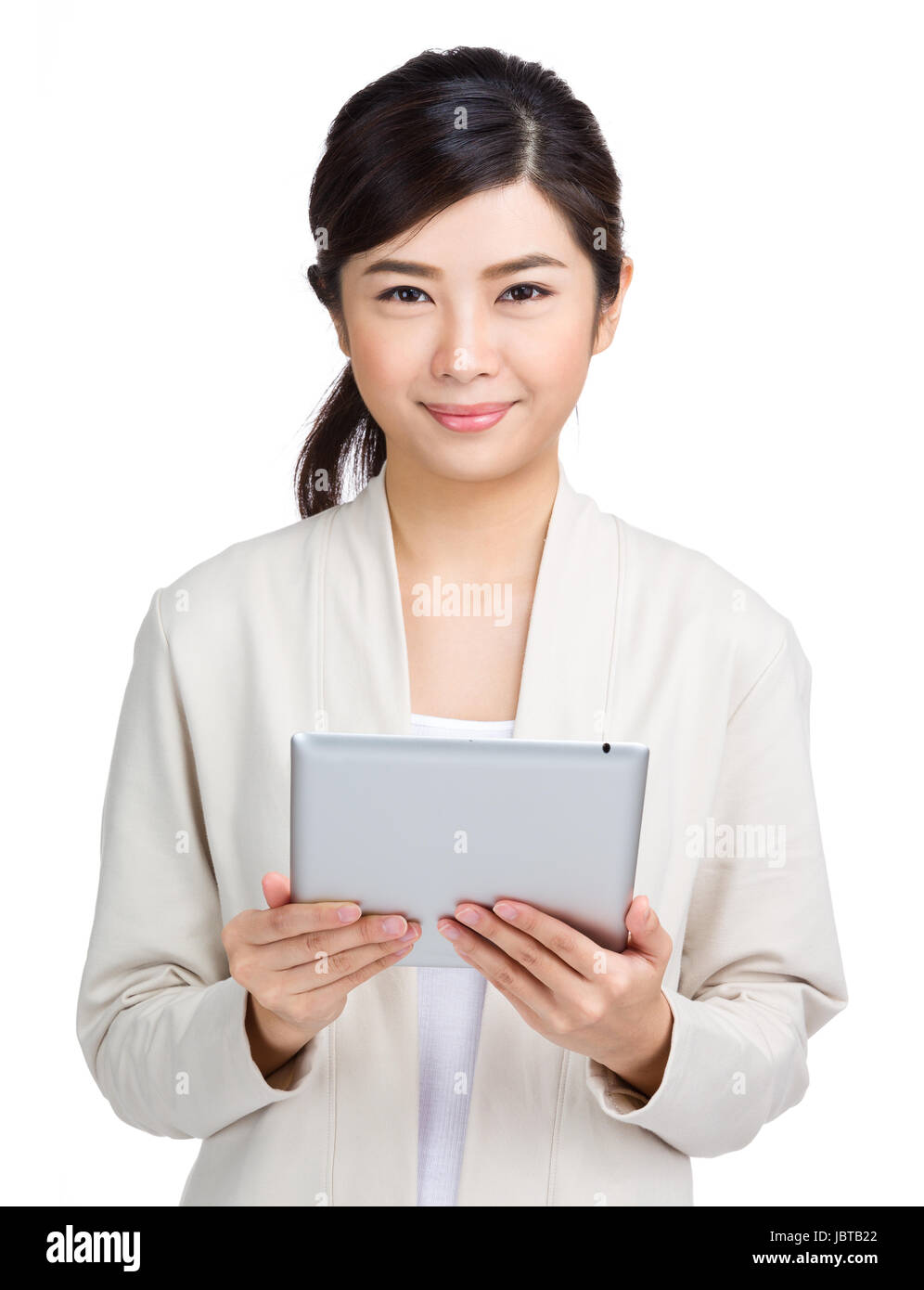 Asian woman use tablet Stock Photo - Alamy