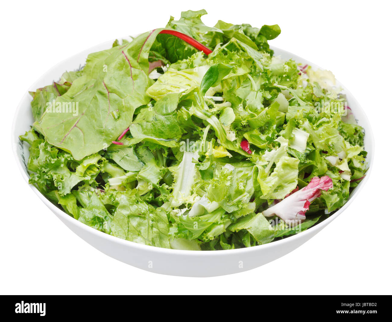 fresh italian lettuce mix in bowl isolated on white background Stock ...