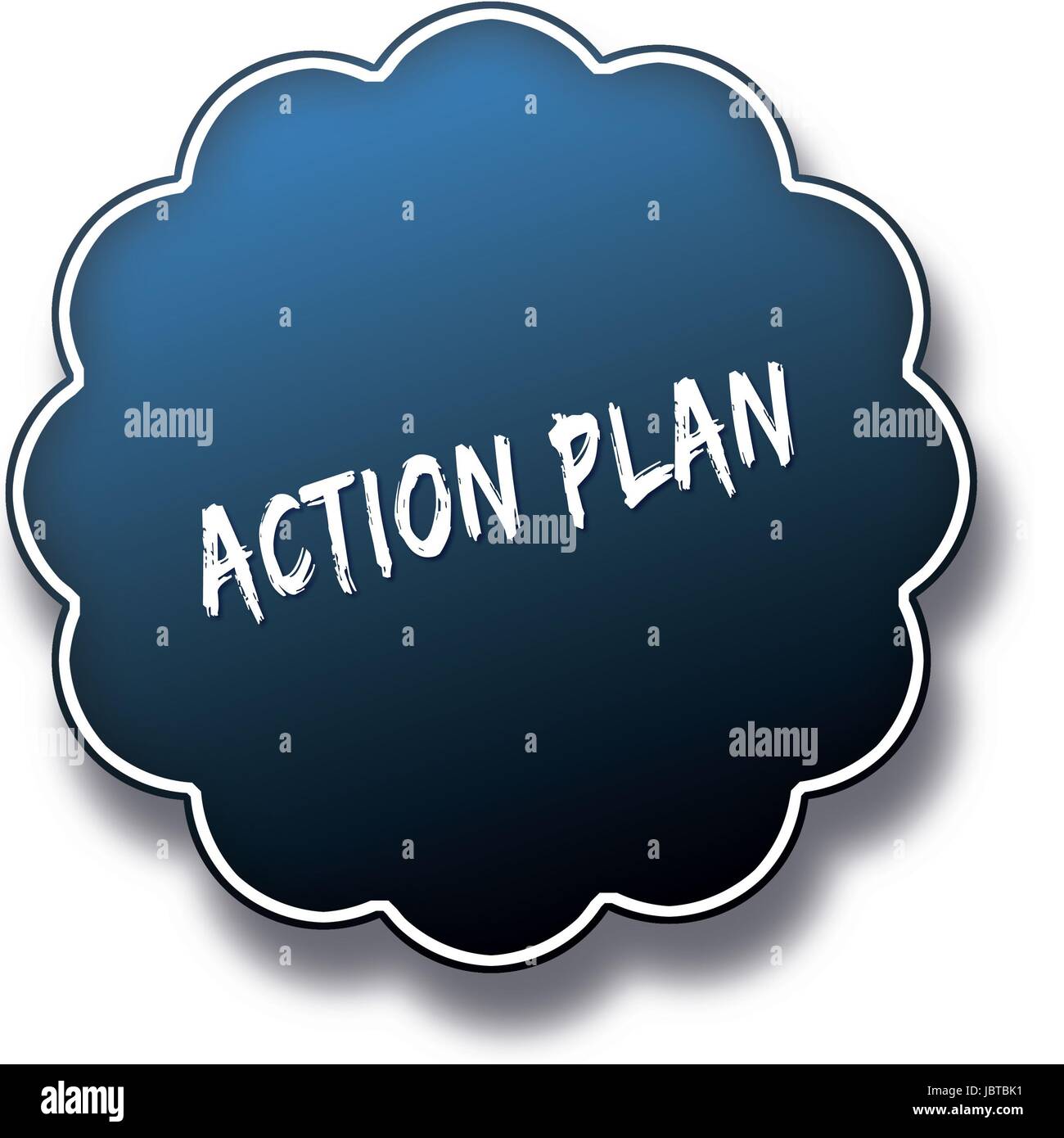 ACTION PLAN text written on blue round label badge. Illustration Stock ...