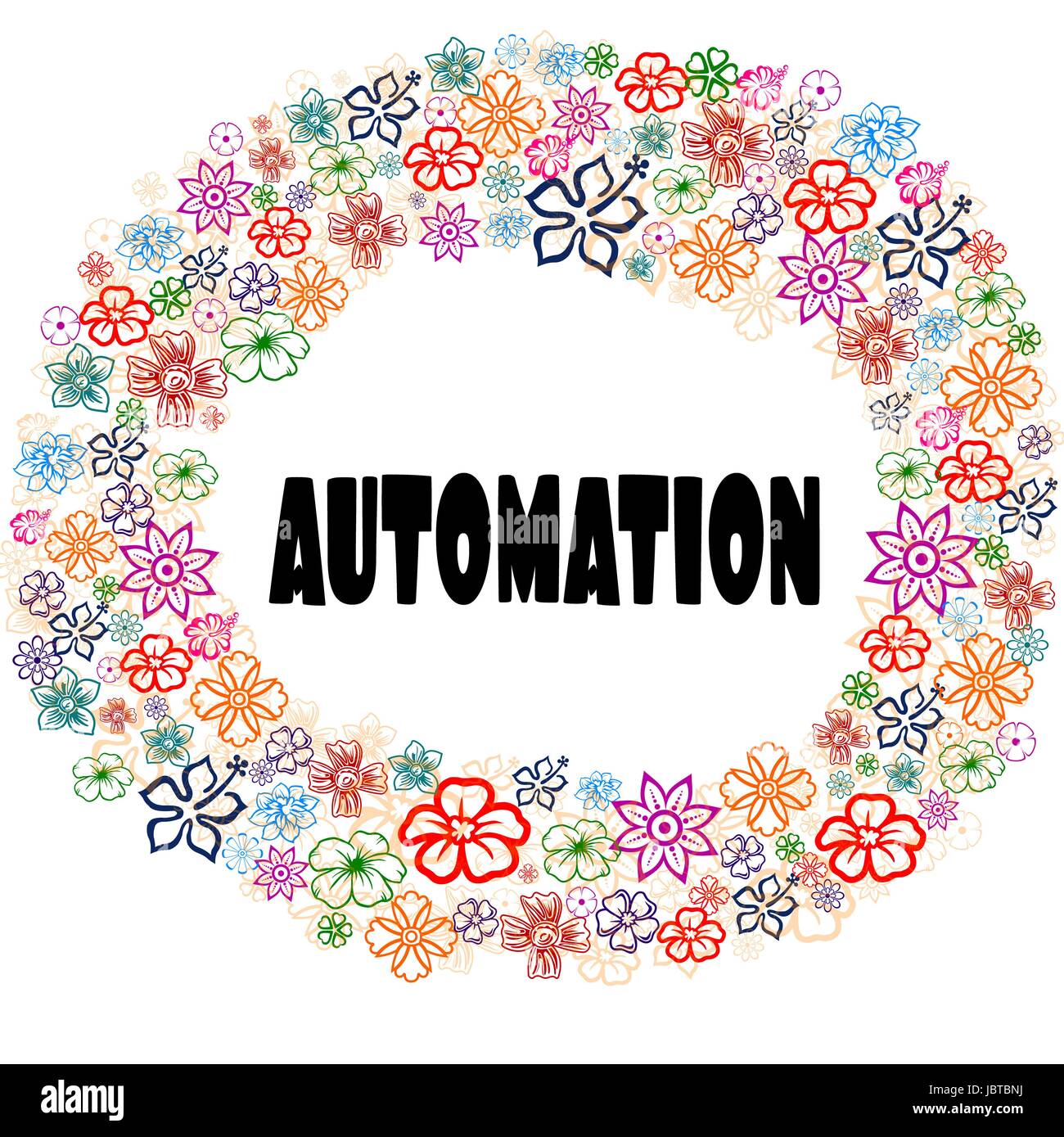 AUTOMATION in floral frame. Illustration graphic concept image Stock ...