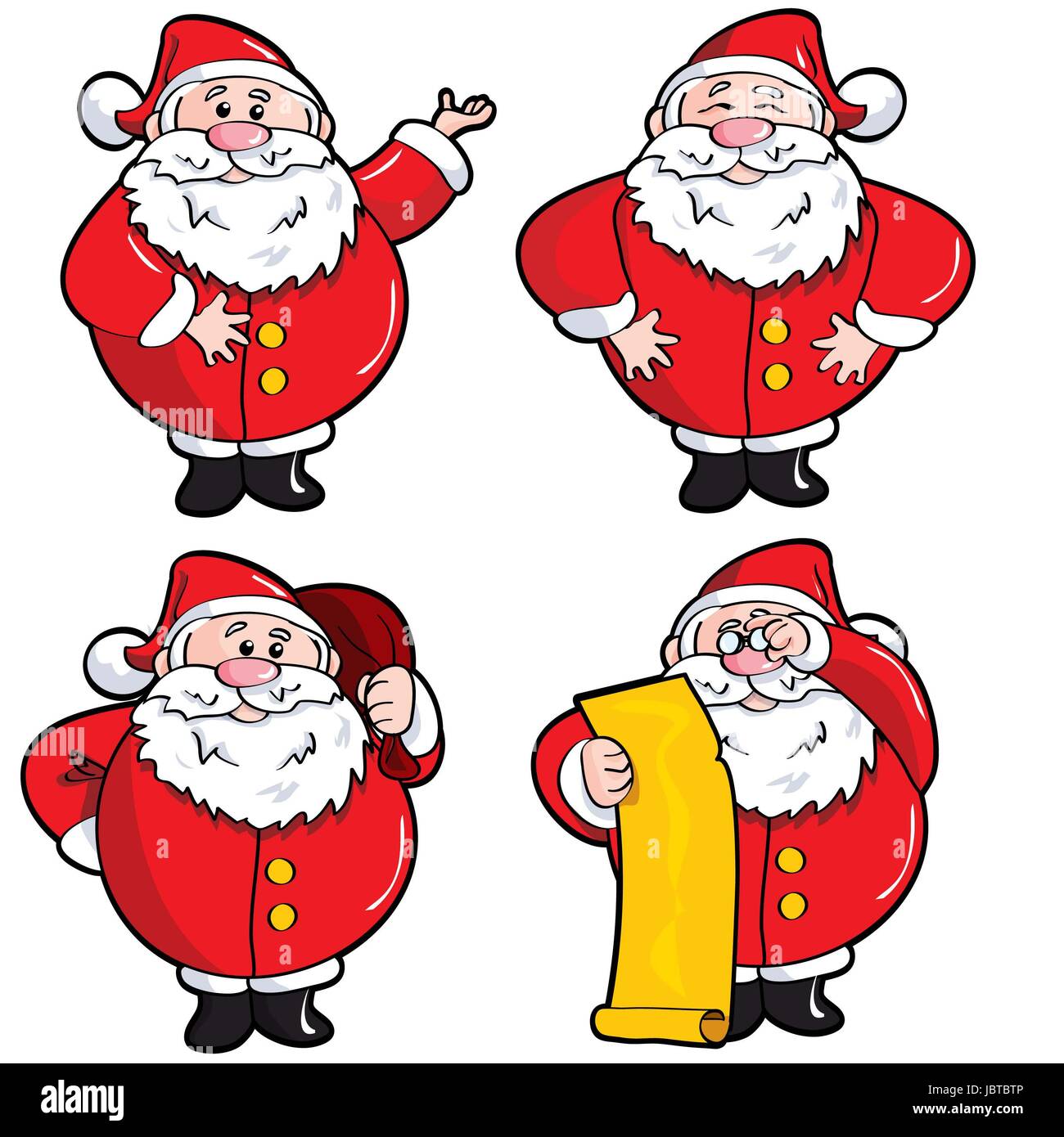 Set of Cartoon Santa. Isolated on white Stock Photo - Alamy