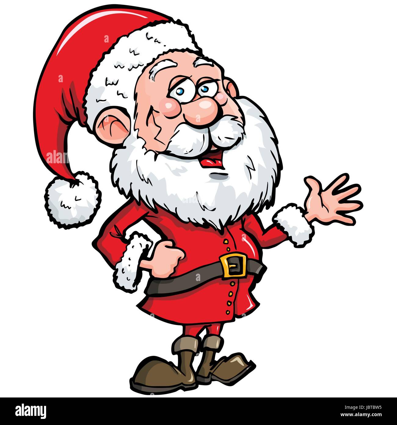 Cartoon Santa with a white beard. Isolated on white Stock Photo - Alamy