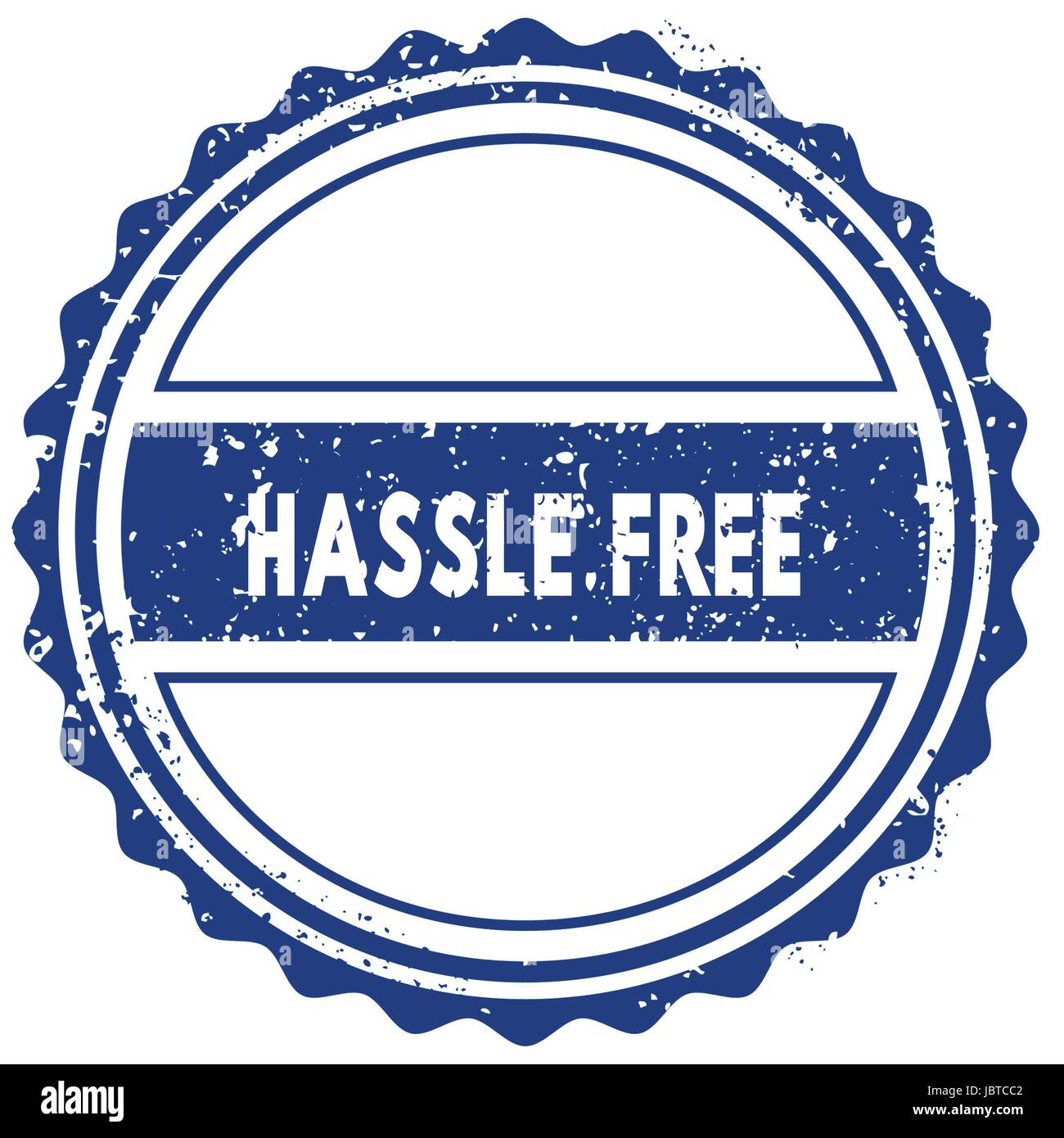 HASSLE FREE stamp. sticker. seal. blue round grunge vintage ribbon sign ...