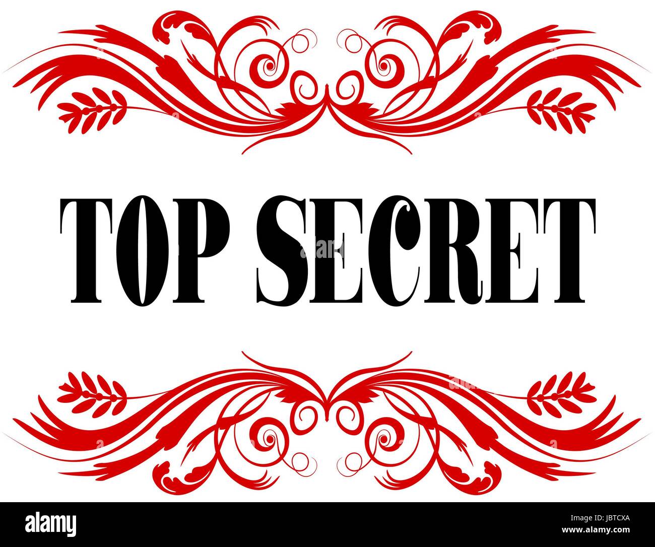 TOP SECRET red floral text frame. Illustration concept Stock Photo - Alamy