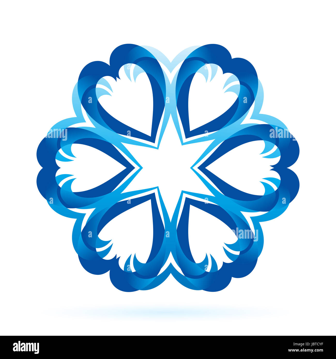 Abstract blue form in blue shades on white background. Flower or ...