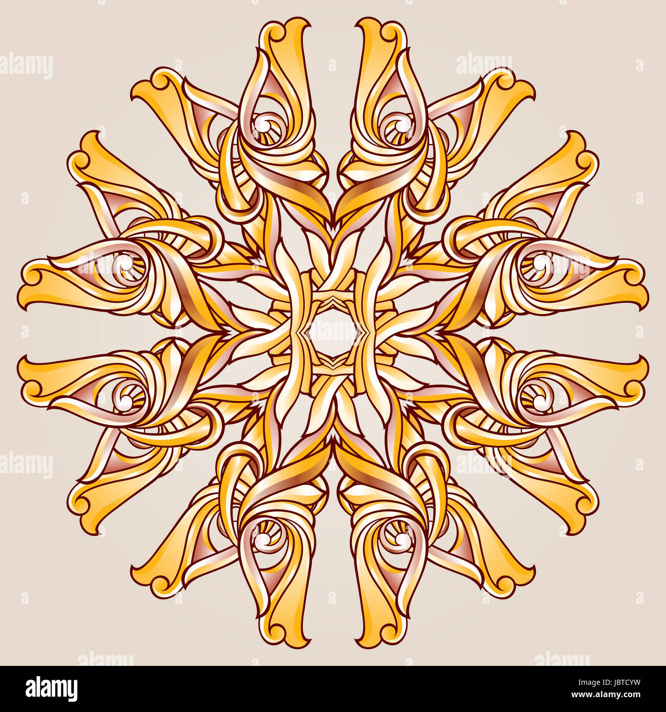 Patterned symmetrical circle on the light background Stock Photo - Alamy
