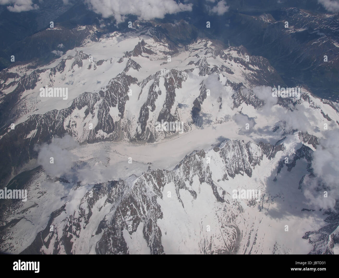 Aerial view of a glacier in Alps mountains Stock Photo - Alamy