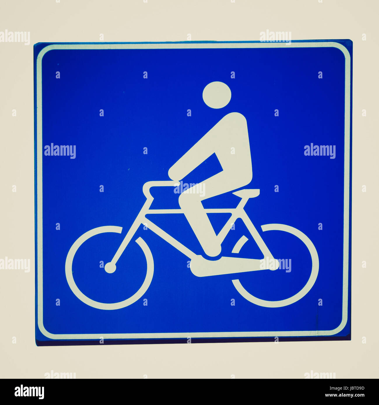 Vintage retro looking Bike lane traffic sign isolated on white Stock ...