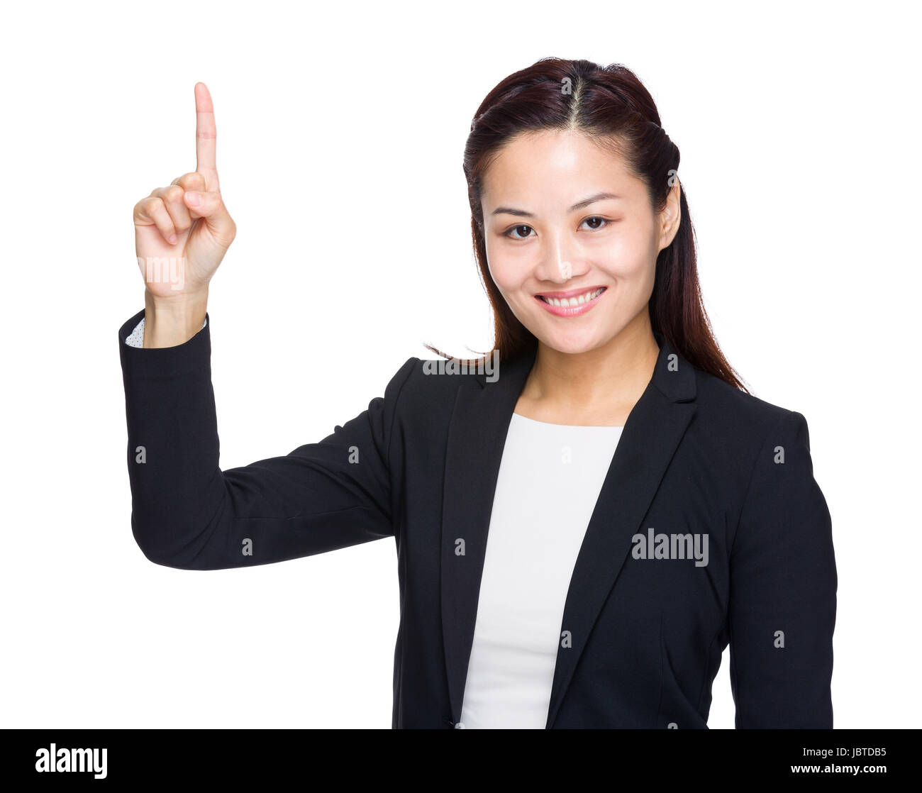 Asian business woman finger point up Stock Photo - Alamy