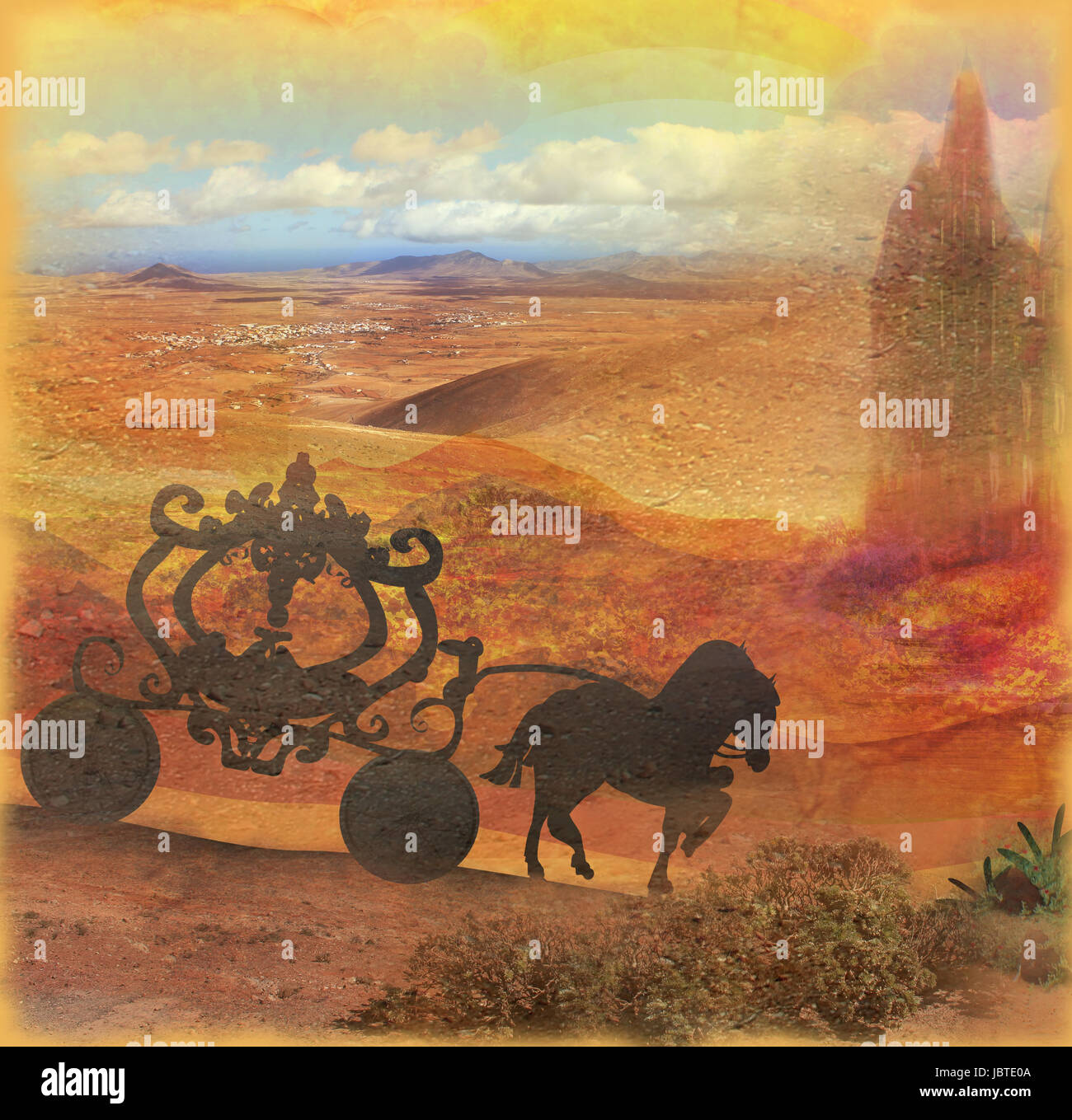 horse carriage and a medieval castle Stock Photo - Alamy