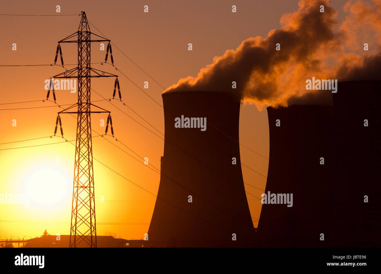 power plant at sunset Stock Photo - Alamy