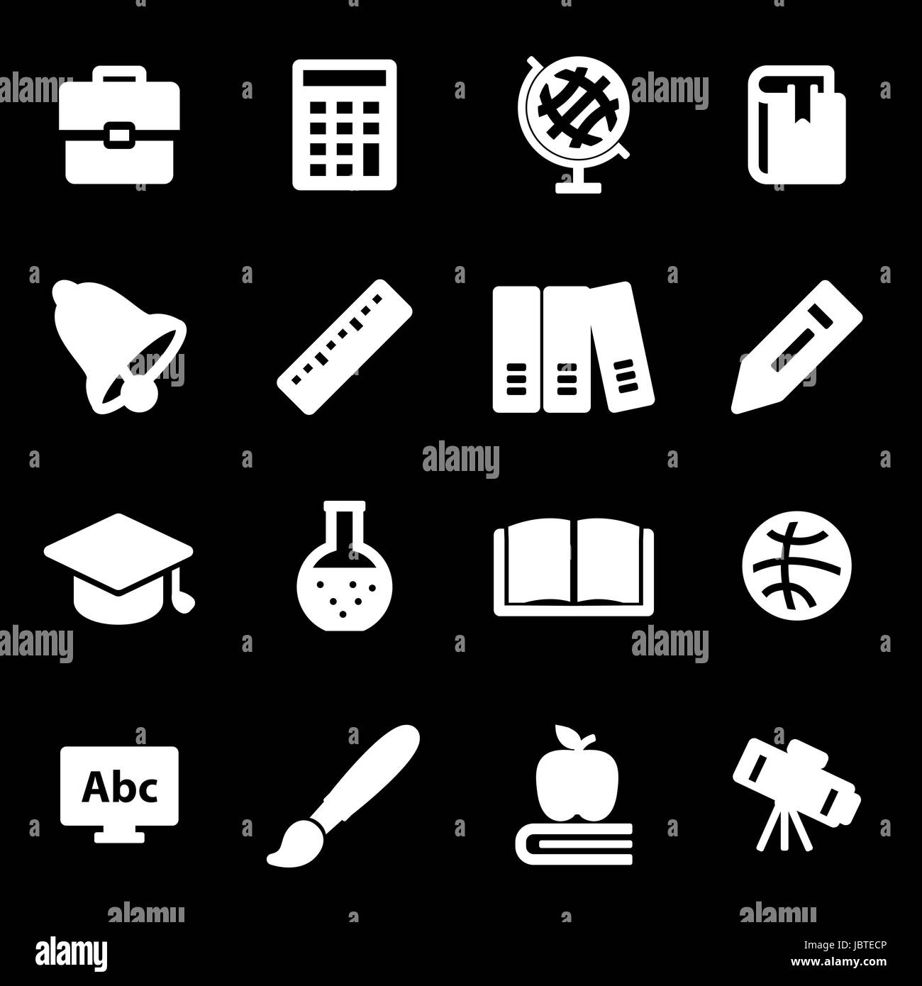 Vector white education icons set on black background Stock Vector Image ...