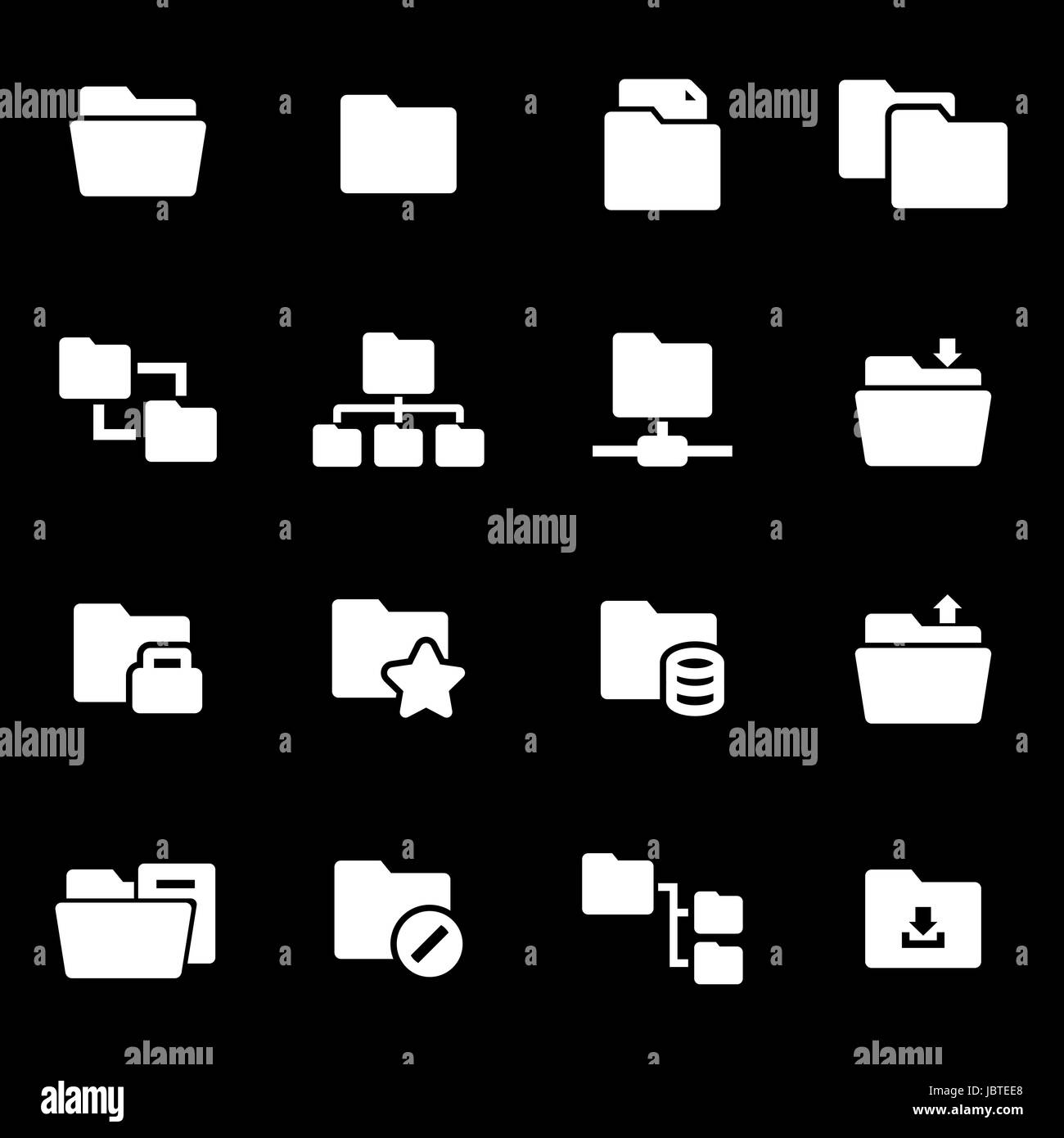 Vector white folder icons set on black background Stock Vector Image ...