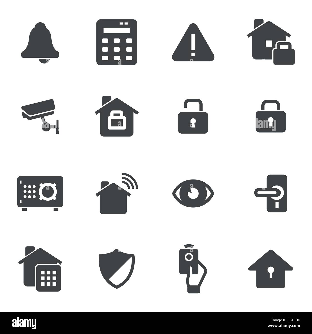 Vector black home security icons set on white background Stock Vector ...