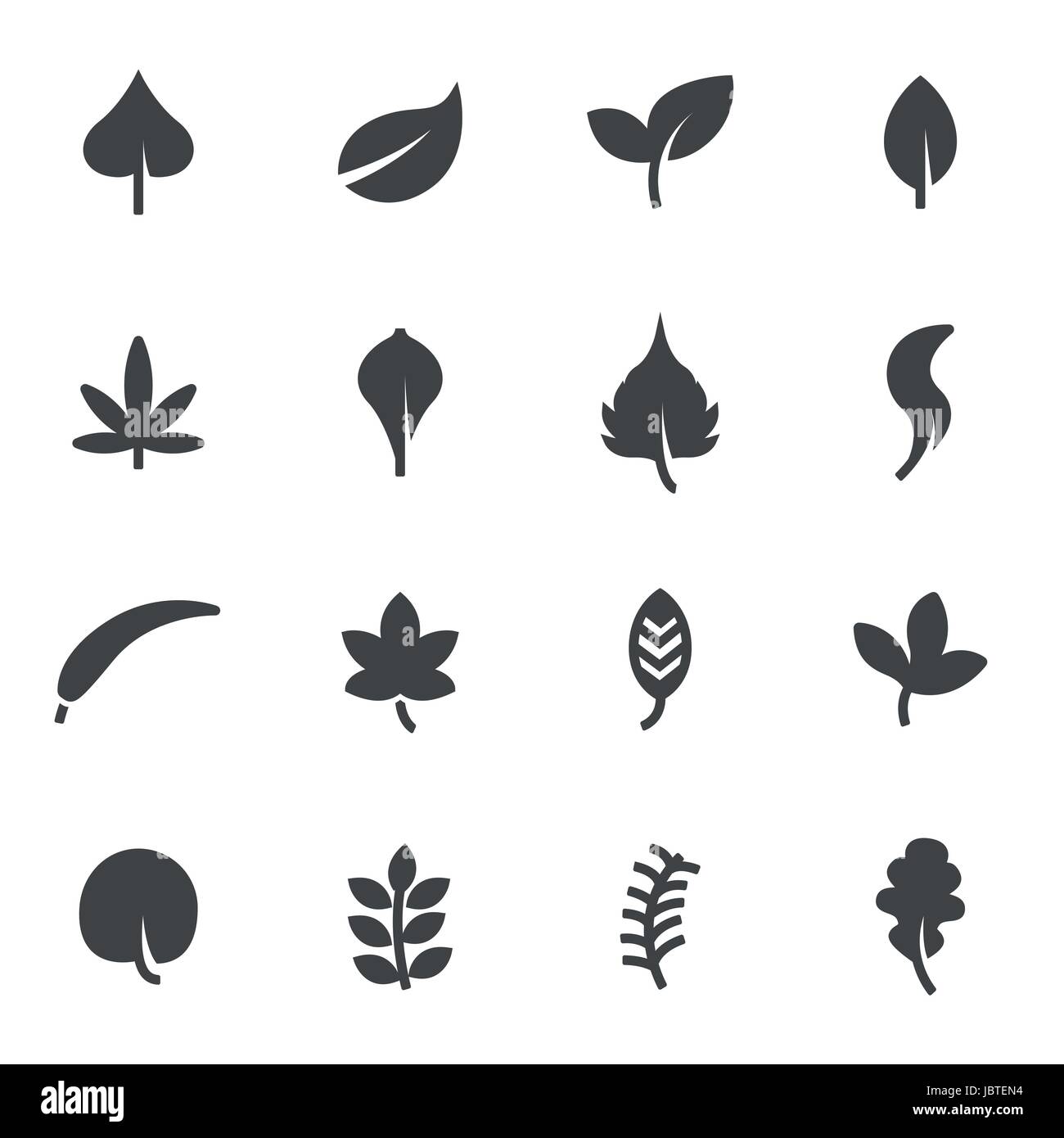 Vector black leaf icons set on white background Stock Vector Image ...