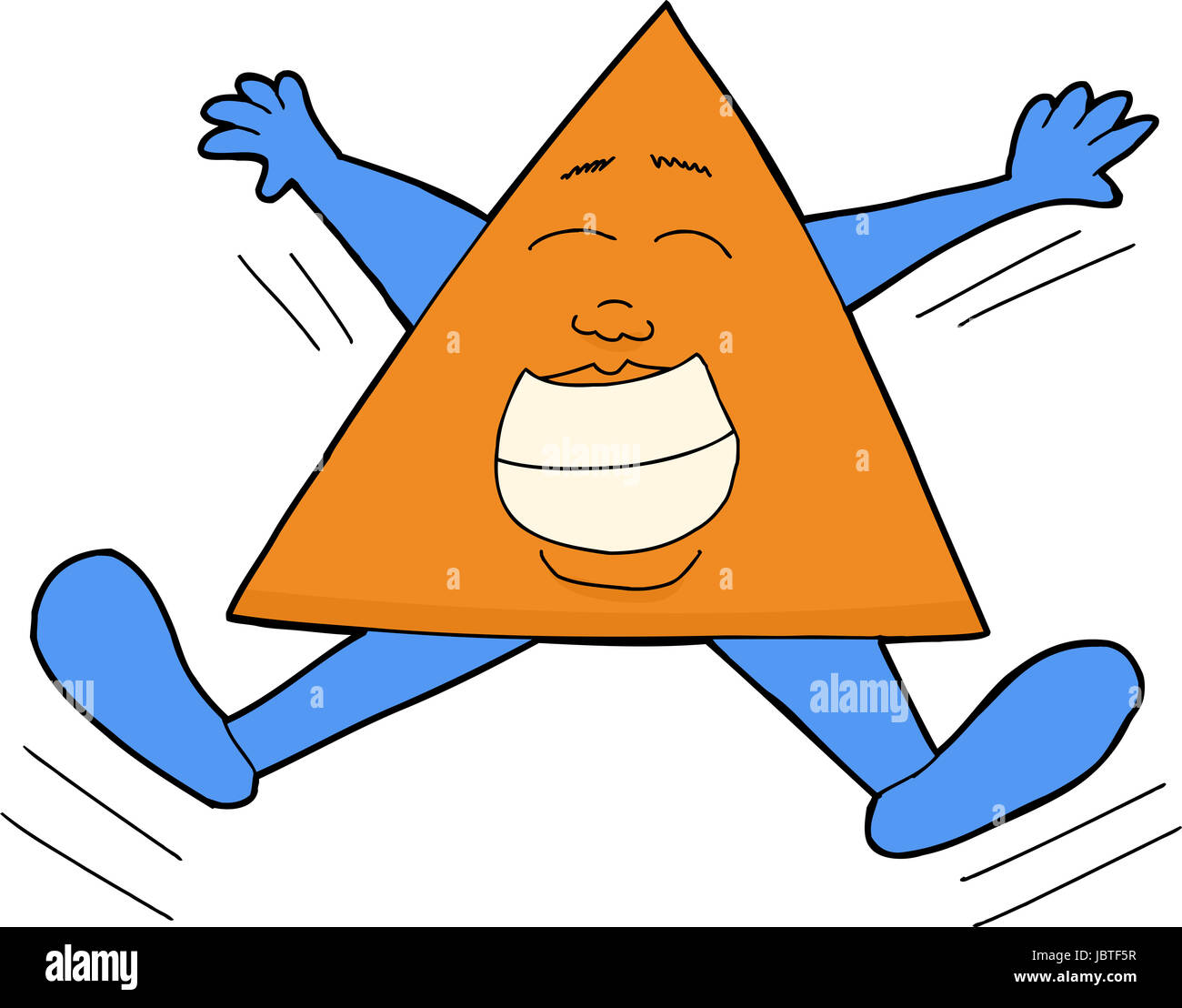 Smiling triangle person jumping up and down Stock Photo - Alamy