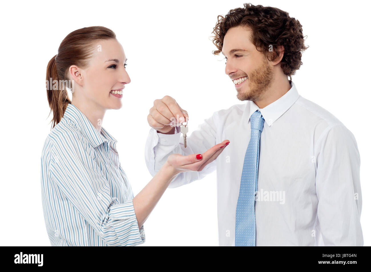 Man handing woman Cut Out Stock Images & Pictures - Alamy