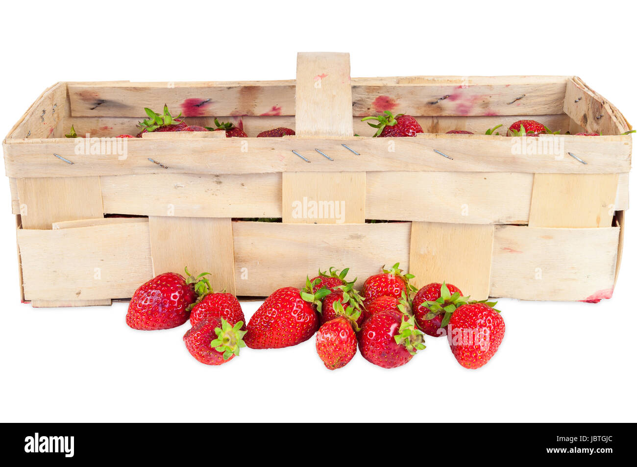 Basket of fresh strawberries isolated on white background with clipping ...
