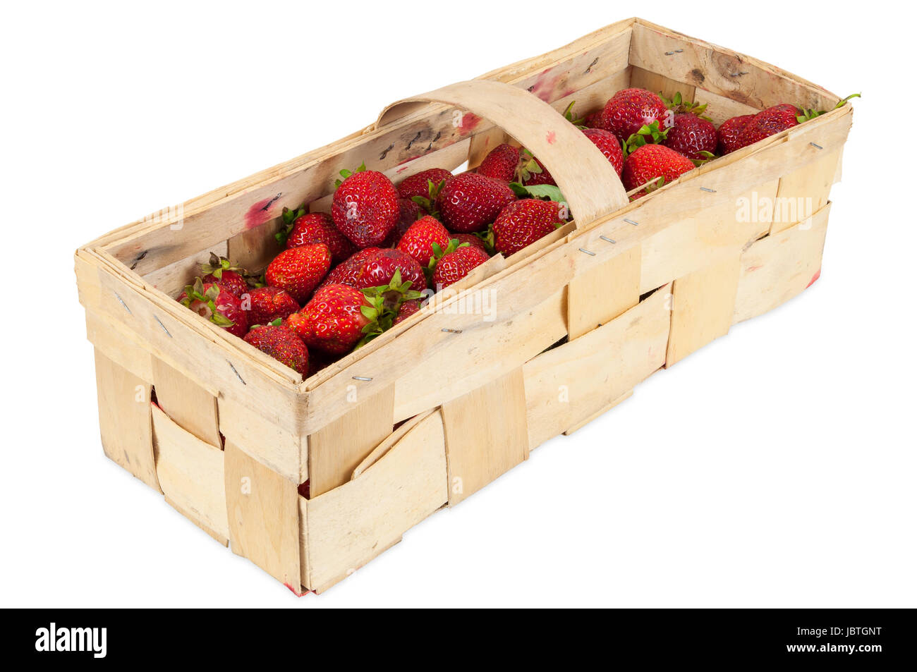 Basket of fresh strawberries isolated on white background with clipping ...
