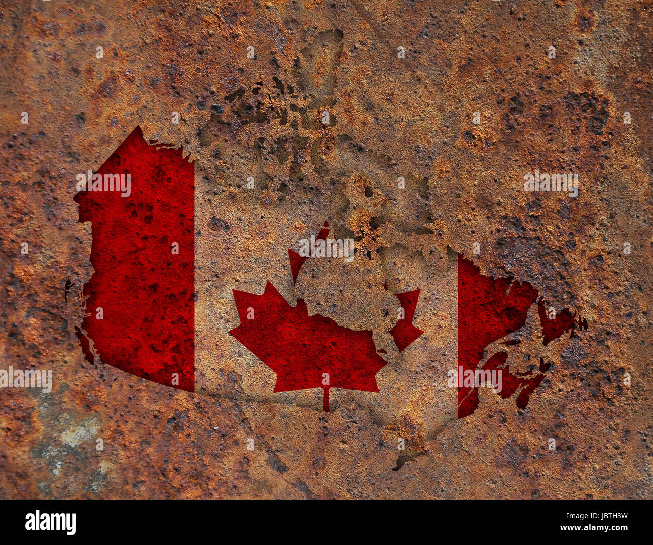 Map and flag of Canada on rusty metal Stock Photo - Alamy