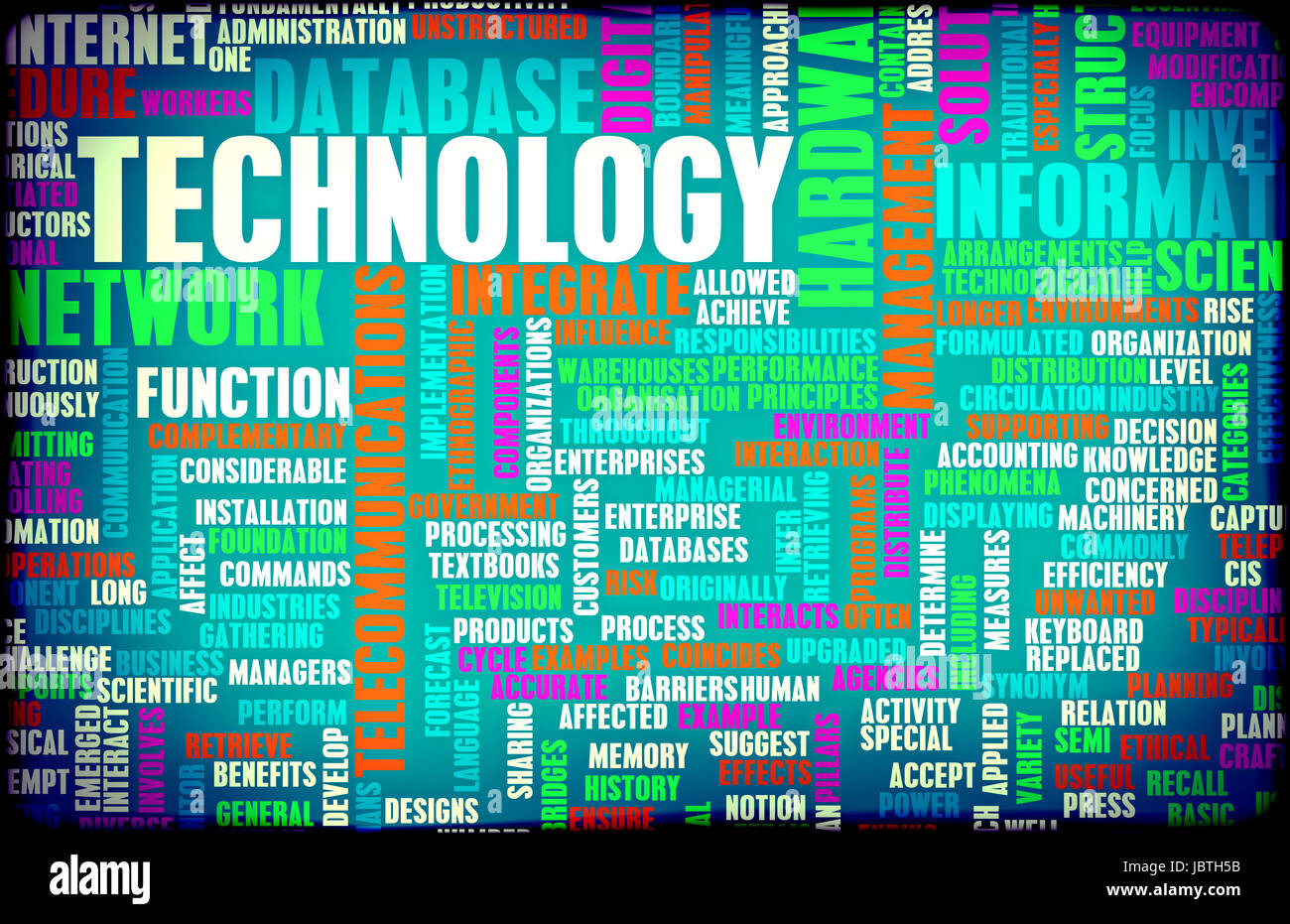 Technology Concept as a Abstract Word Cloud Art Stock Photo - Alamy