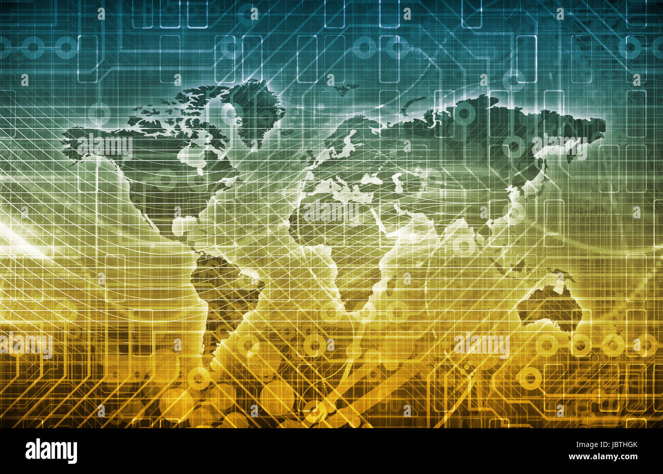 Global Digital Technology Concept with Monitors Screens Stock Photo - Alamy