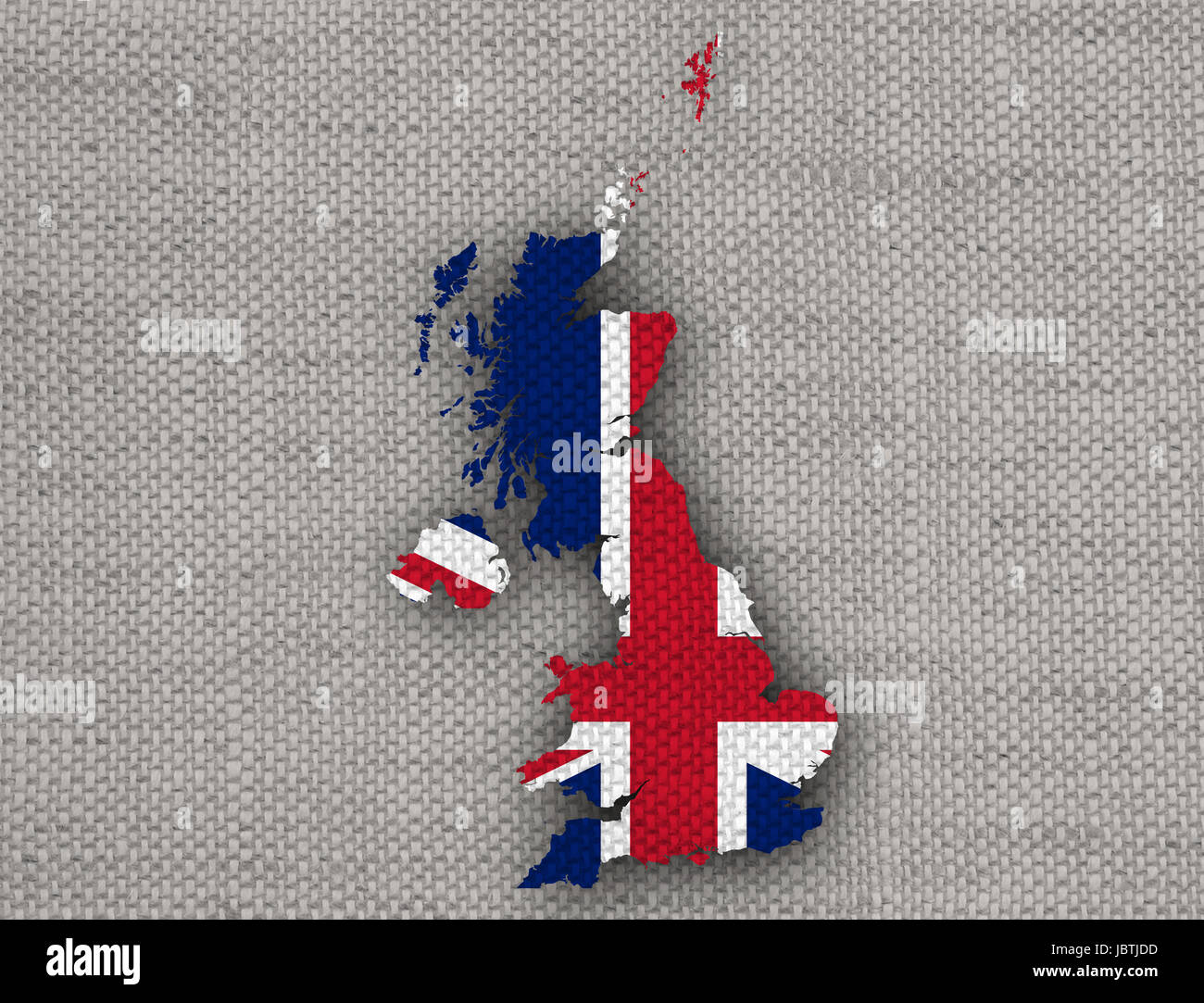 Map and flag of Great Britain on linen Stock Photo - Alamy