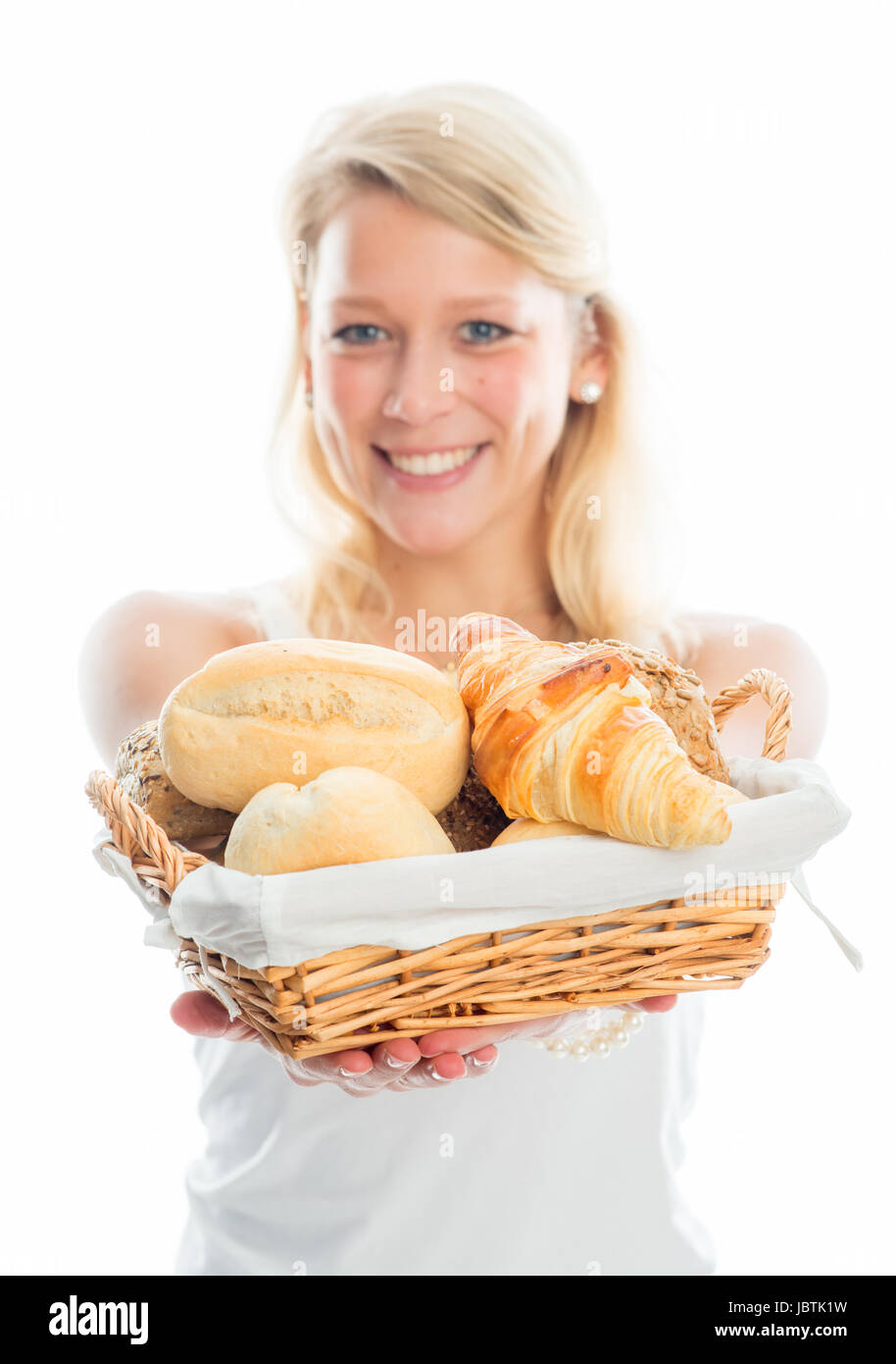 woman with bread basket Stock Photo - Alamy