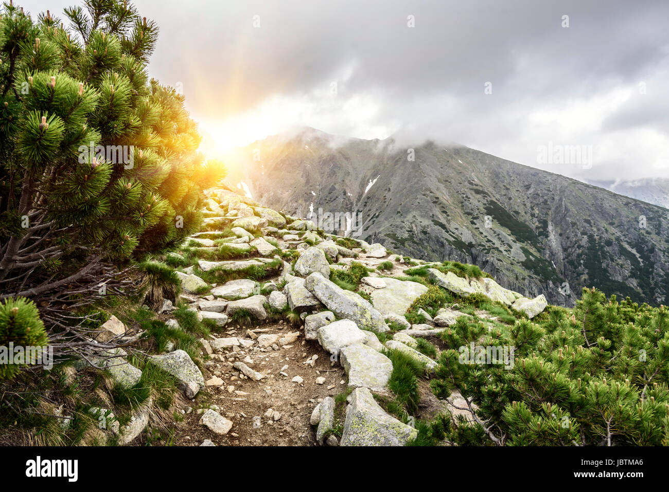 Stone Paths to Highlands at sunlight. Tatra Mountains - Slovakia Stock ...