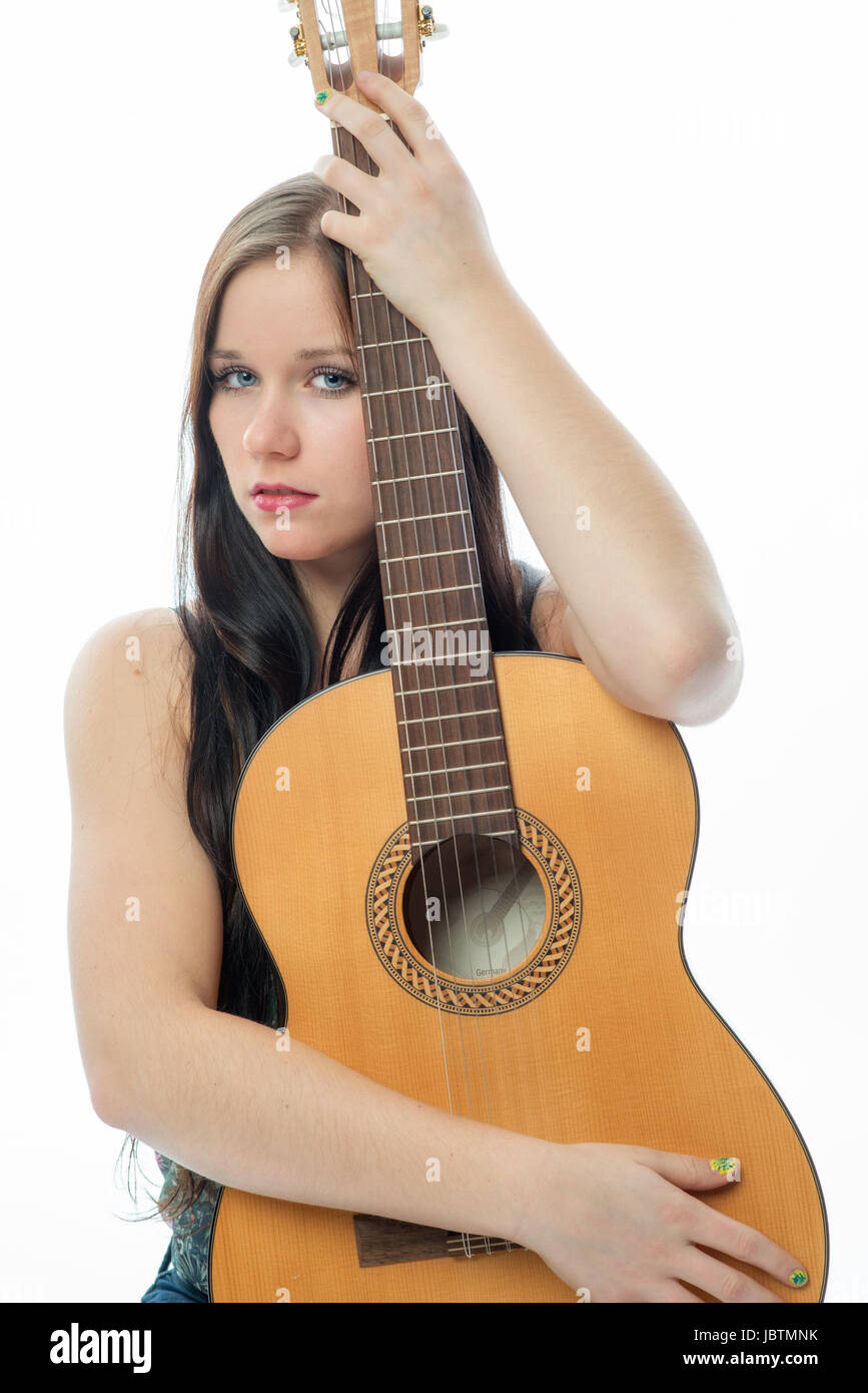 young girl with guitar Stock Photo - Alamy